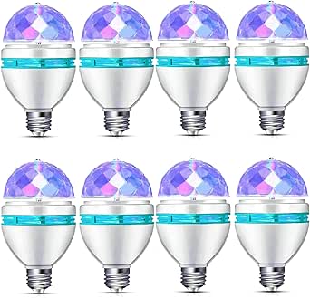 8 Pcs Disco Light Bulb Rotating E26/E27 Party Light Bulbs Rotating ...