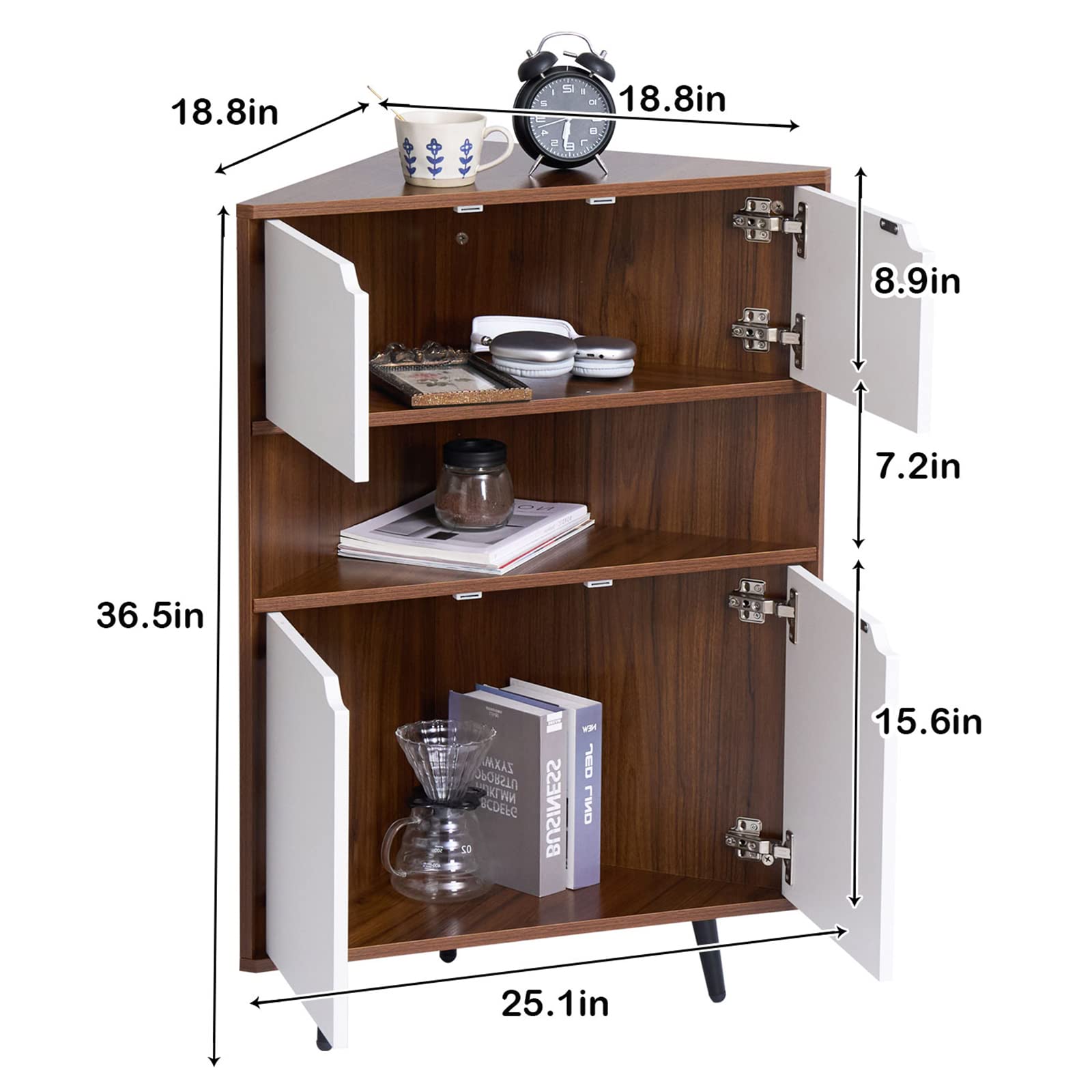 Snapklik.com : Soges Wood Storage Cabinet, Free Standing Corner Cabinet ...