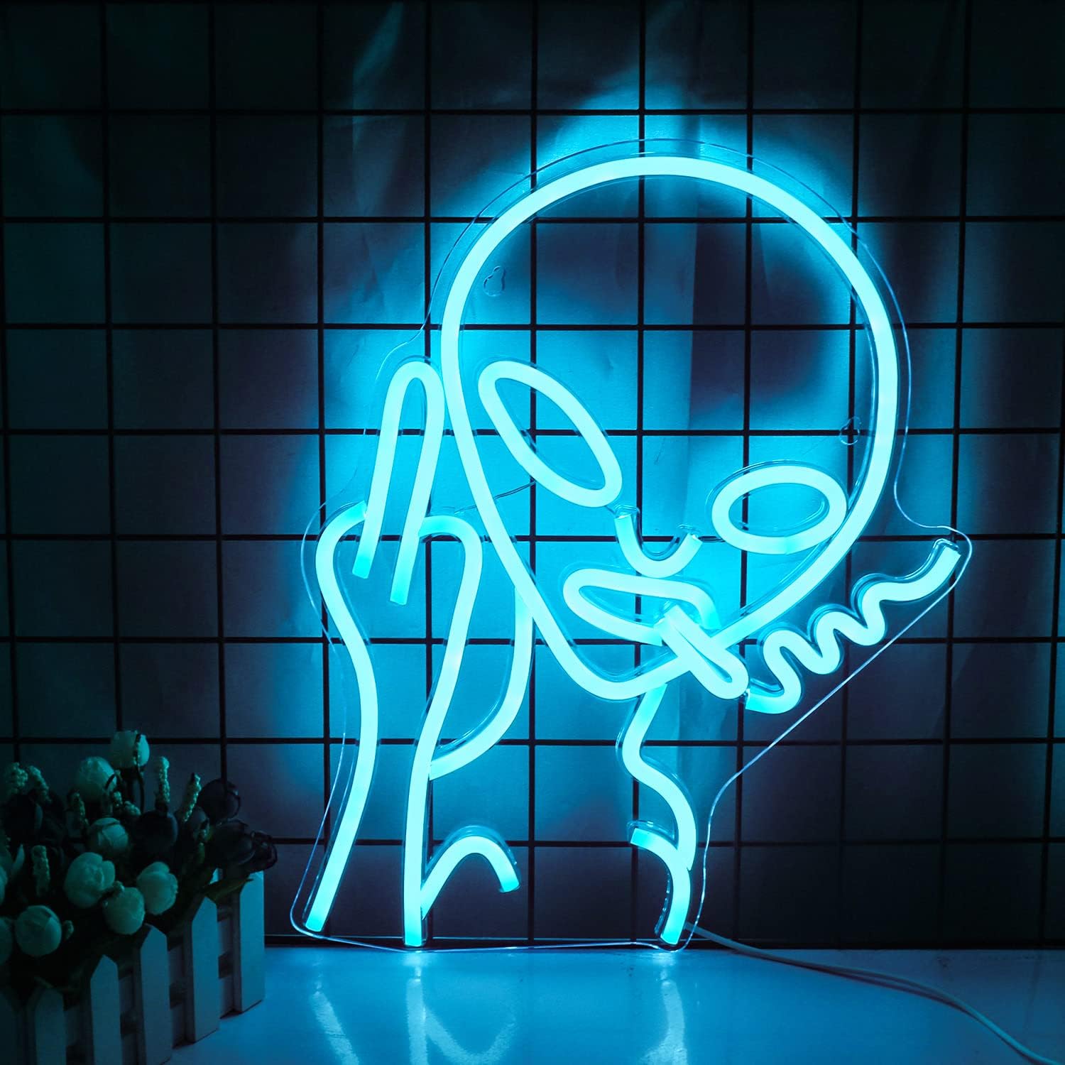 Blue Alien Neon Sign Alien LED Light Up Sign Neon Signs for Wall Decor ...