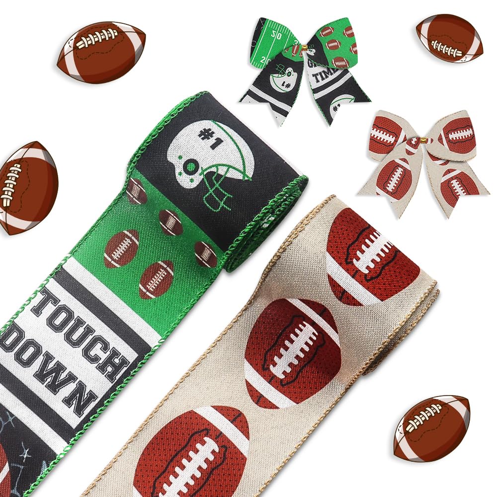 Amazon.com: Hying 2 Rolls Football Ribbons for Wreath Bows, Sports ...