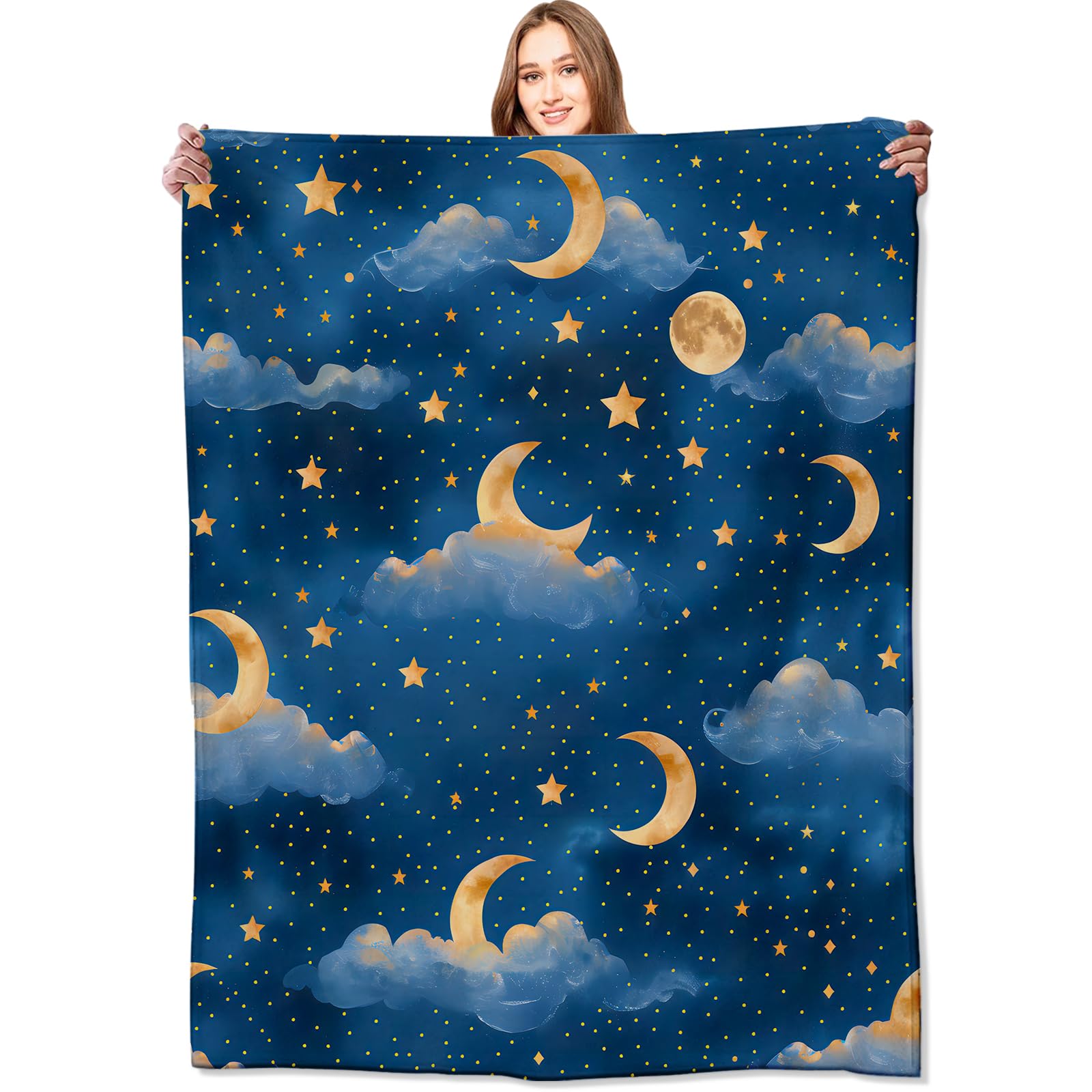Amazon.com: VODRM Moon Cloud Stars Blanket Dreamy Night Sky Throw ...