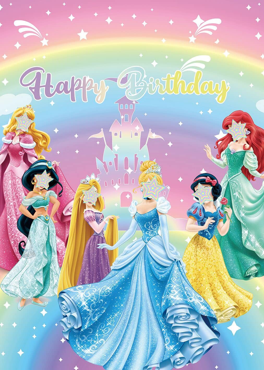 Amazon.com : Princess Happy Birthday Photo Backdrop Girl Birthday Party ...