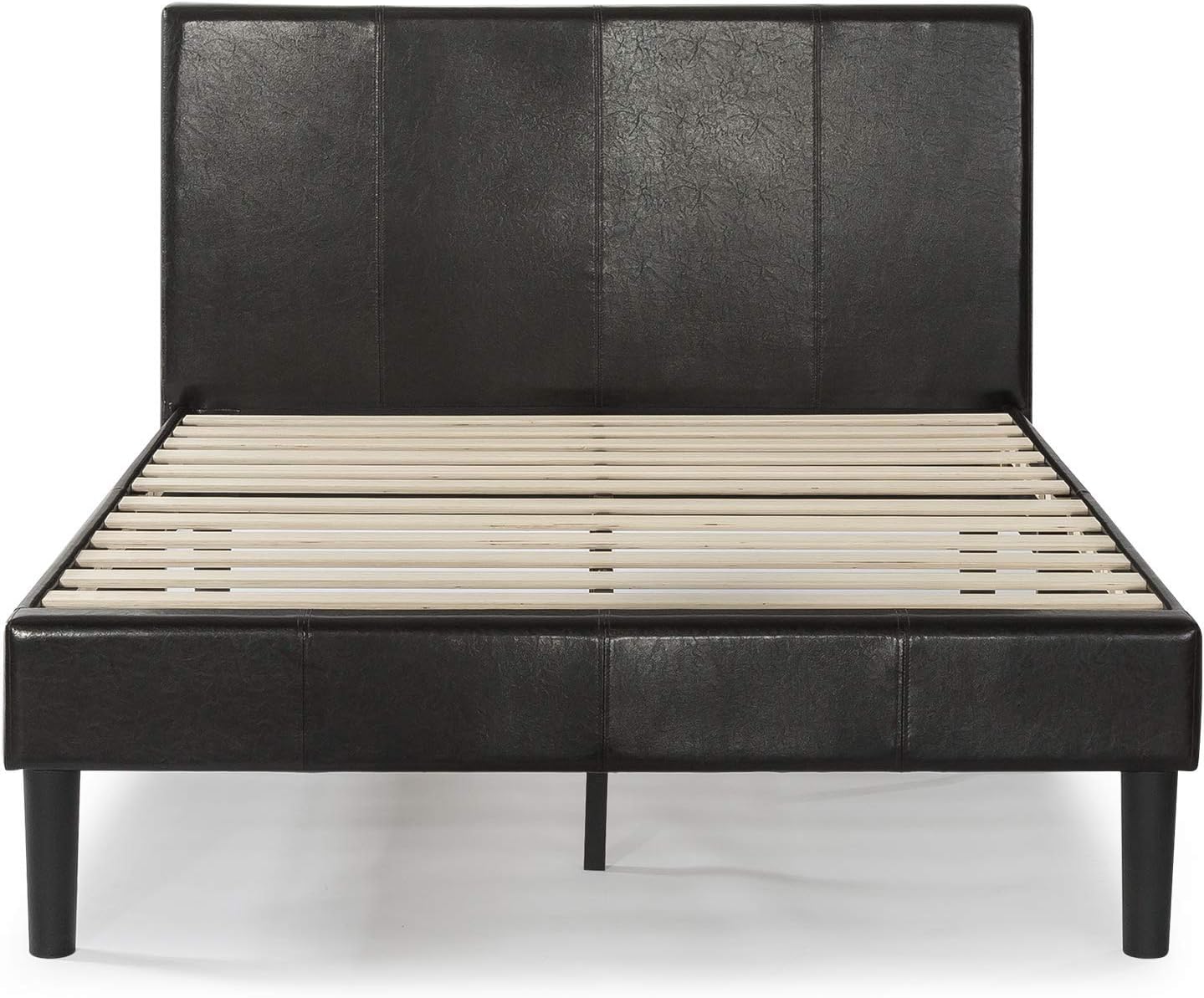 Zinus Deluxe Faux Leather Upholstered Platform Bed with Wooden Slats ...