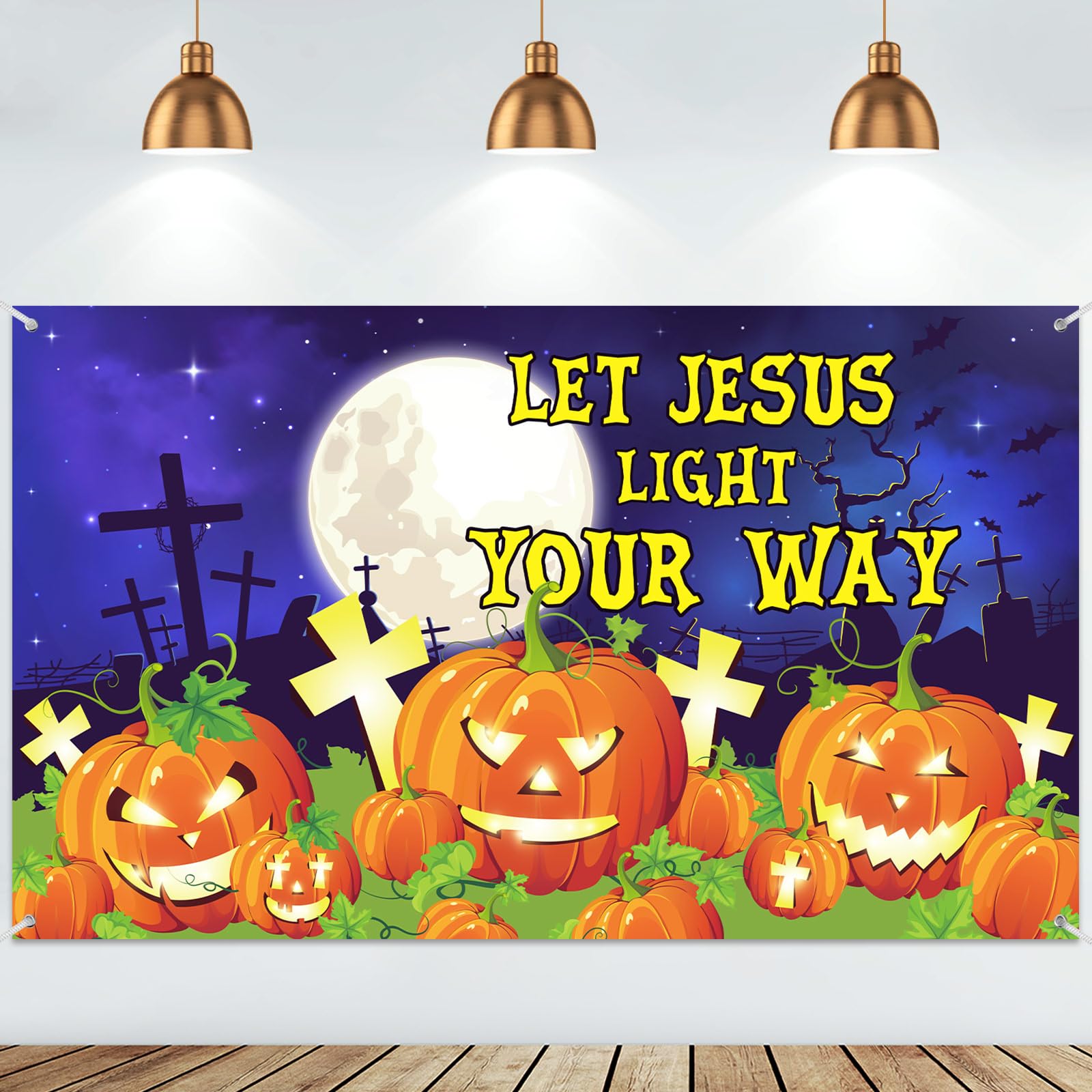 Amazon.com : WovWeave Halloween Christian Pumpkin Backdrop Backgrounds ...