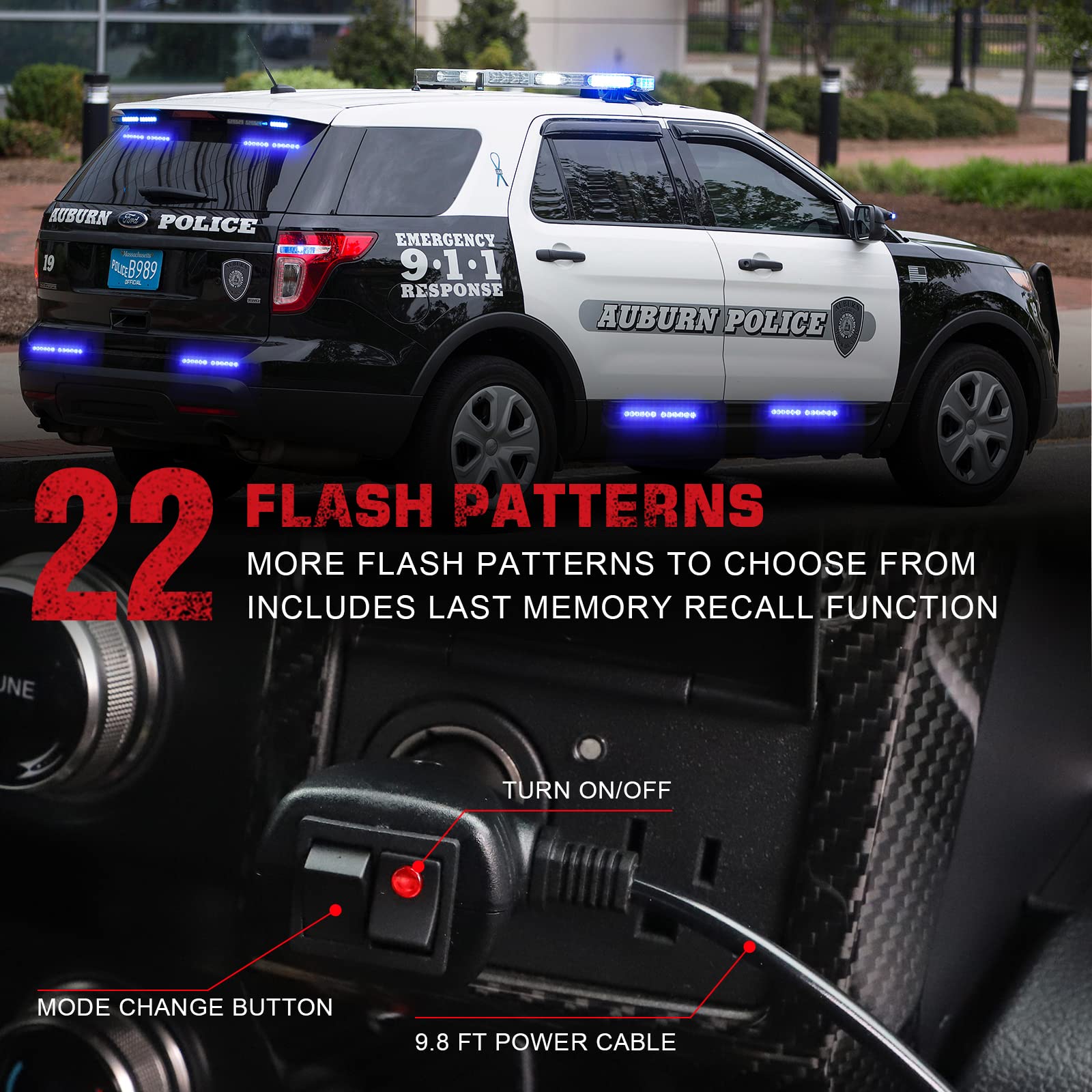 Snapklik.com : 2X 10.7 Inch Emergency Strobe Lights Bar 24 LED Blue ...