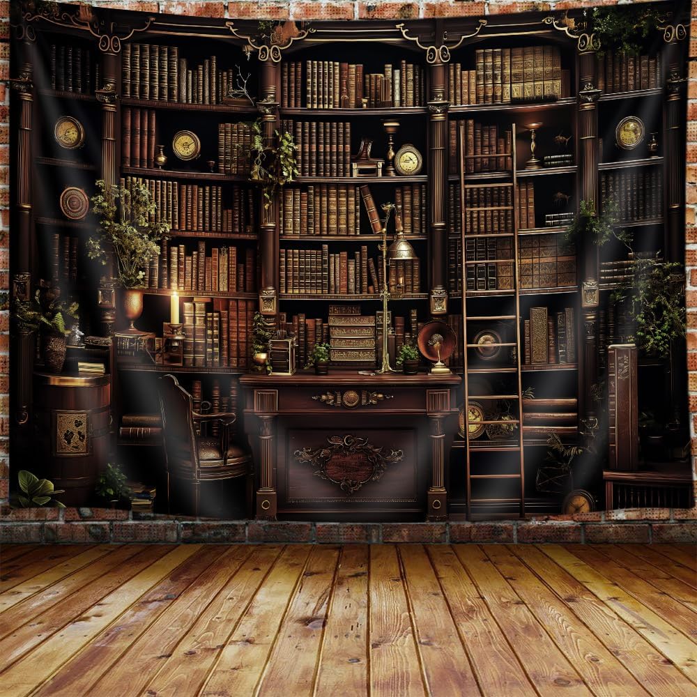 Amazon.com: VEIGIKE Vintage Gothic Bookshelf Tapestry, Medieval Witchy ...