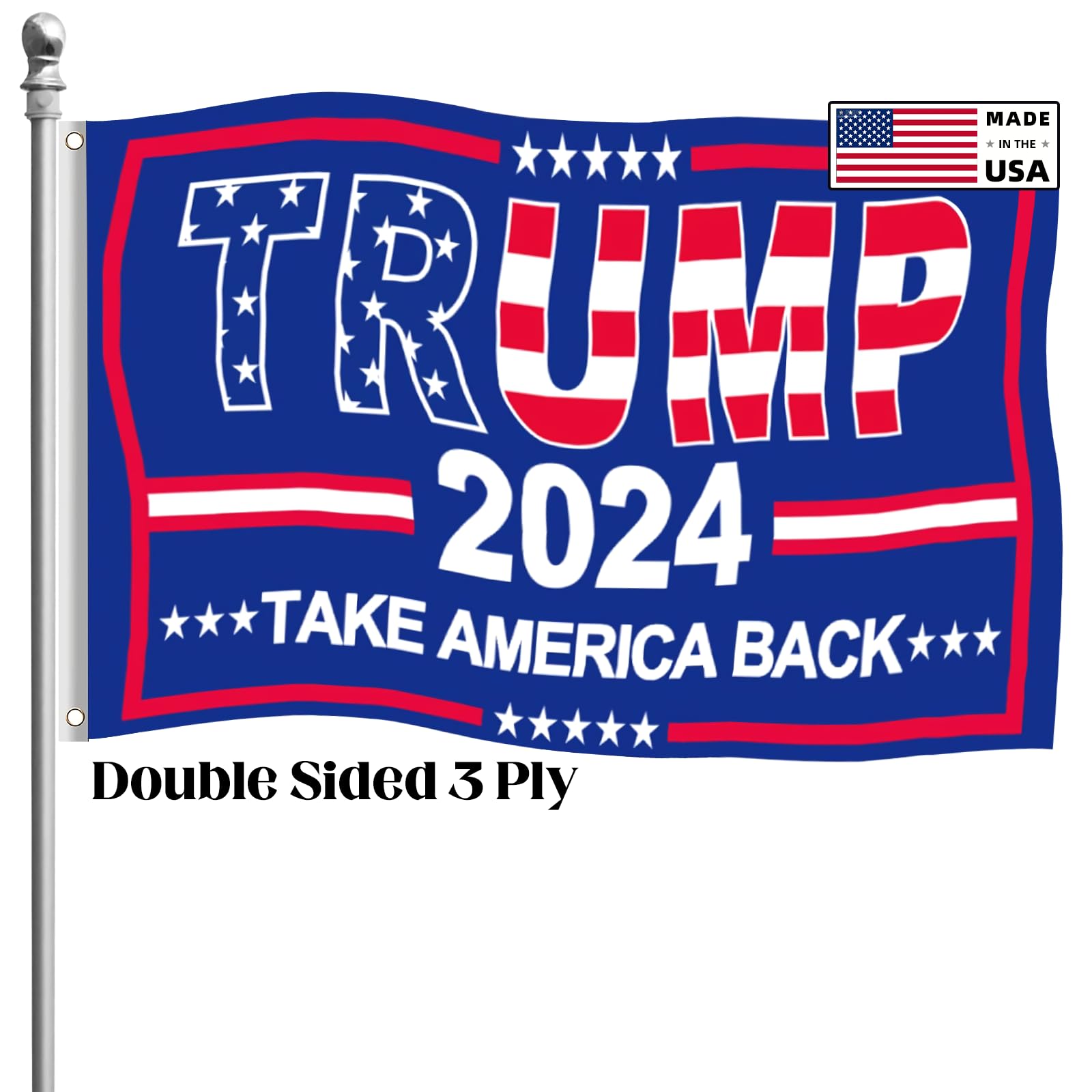 Amazon.com : Trump 2024 Flag 3x5 Outdoor Double Sided 3 Ply Trump 2024 ...