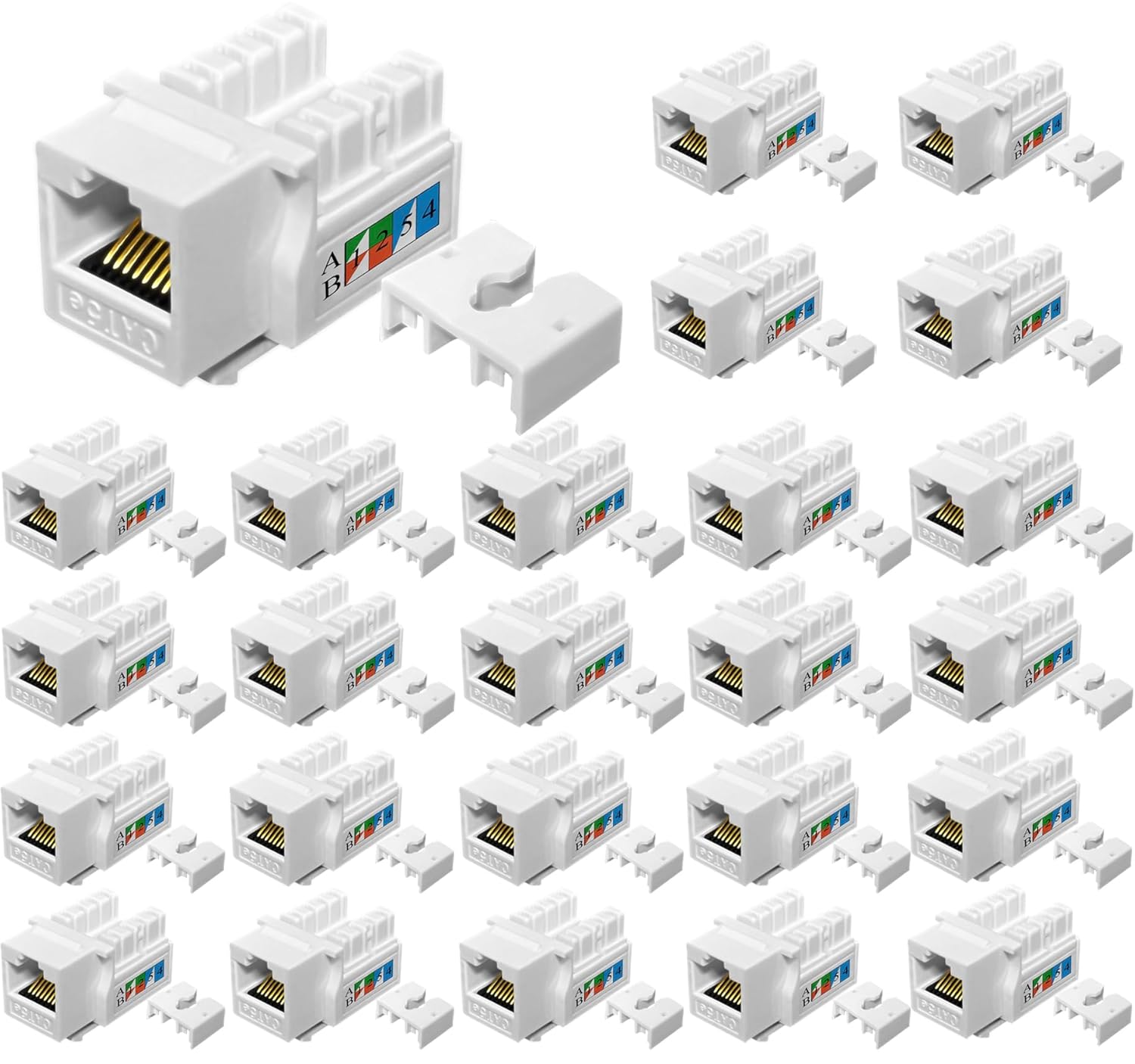 Amazon.com: NETECABLE Cat5e RJ45 Keystone Jack 25-Pack Insert Module ...