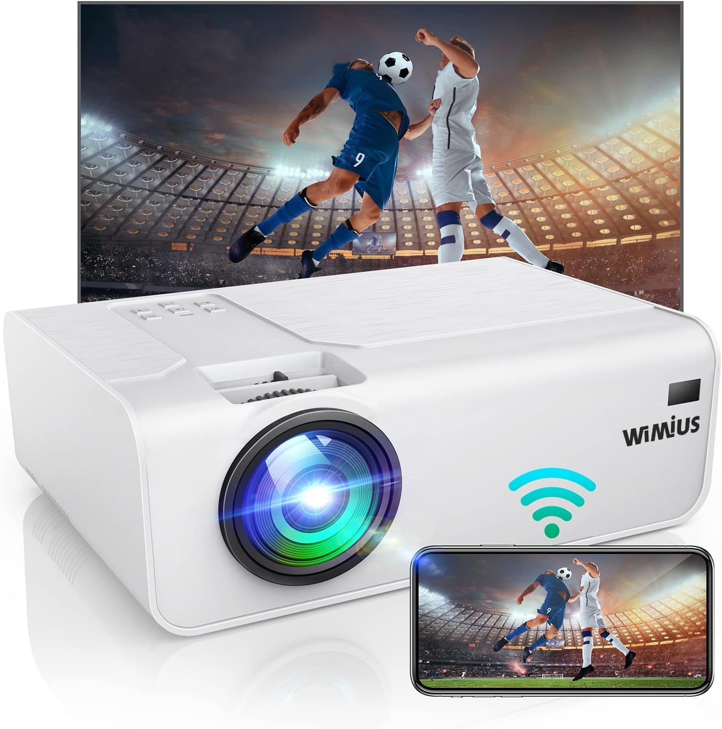Mini Projector,WiMiUS 13000 Lumen Portable Projector Support 1080P Full ...