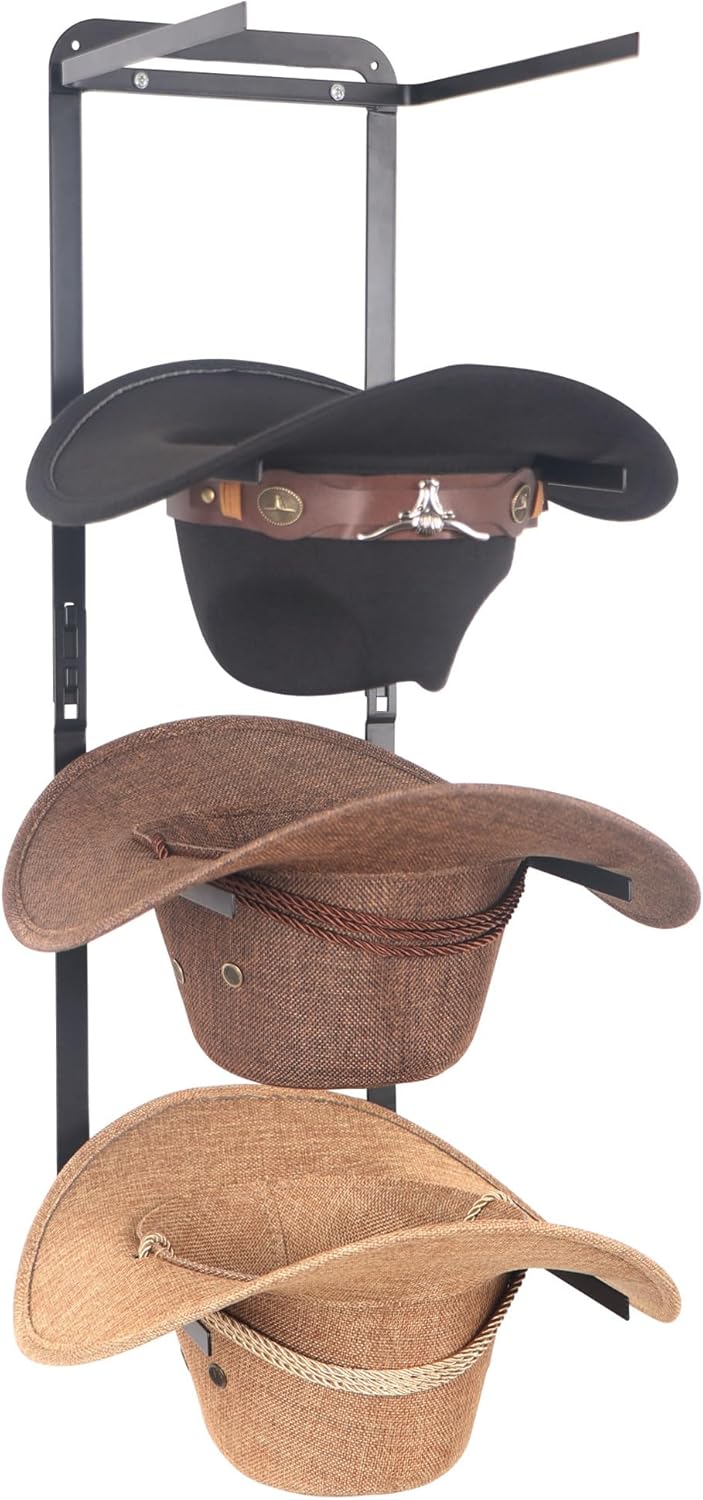Amazon.com: YiSeyruo Cowboy Hat Rack for Wall: Hat Holder for 4 Pieces ...