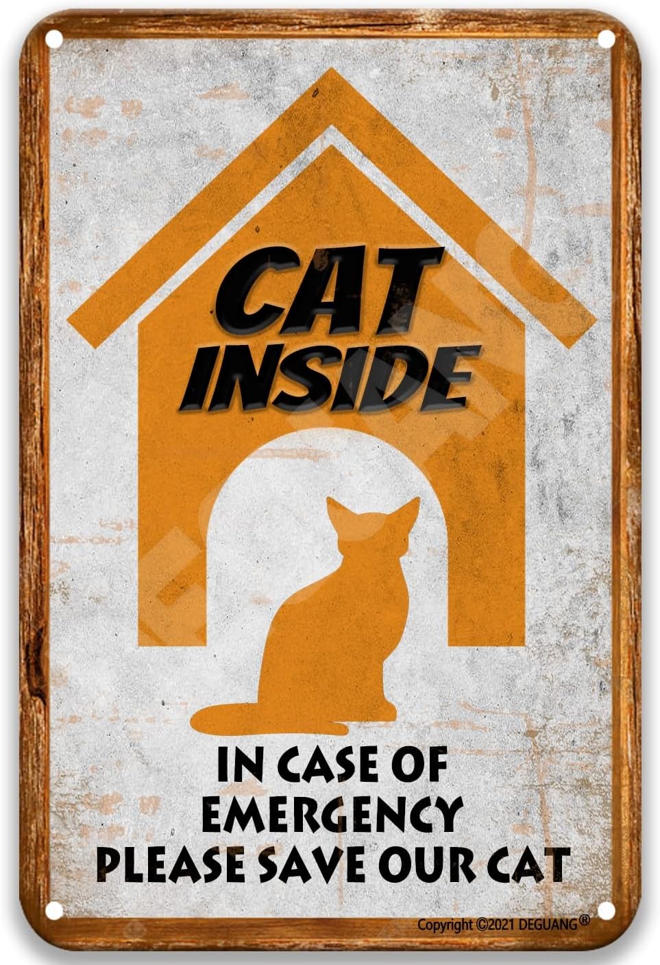 Amazon.com: Warning Cat Inside In Case Of Emergency Please Save Our Cat ...
