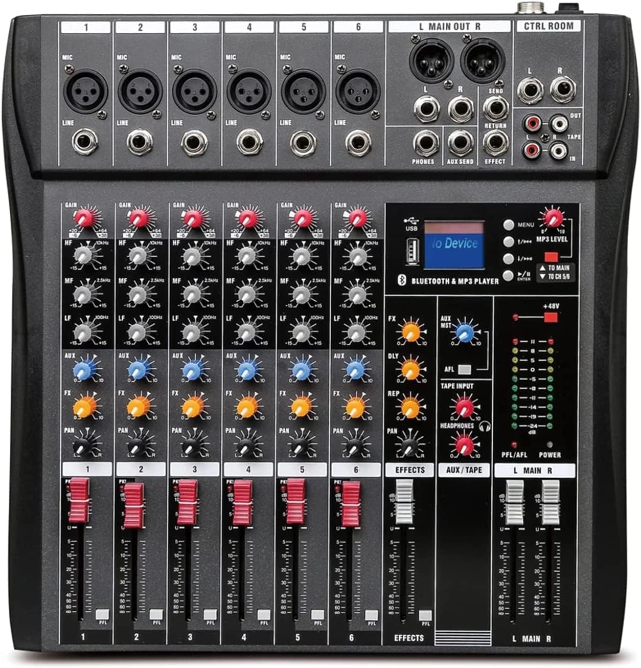 YOGAYE 6-channel DJ Mixer Professional Audio Mixer Computer Stage ...
