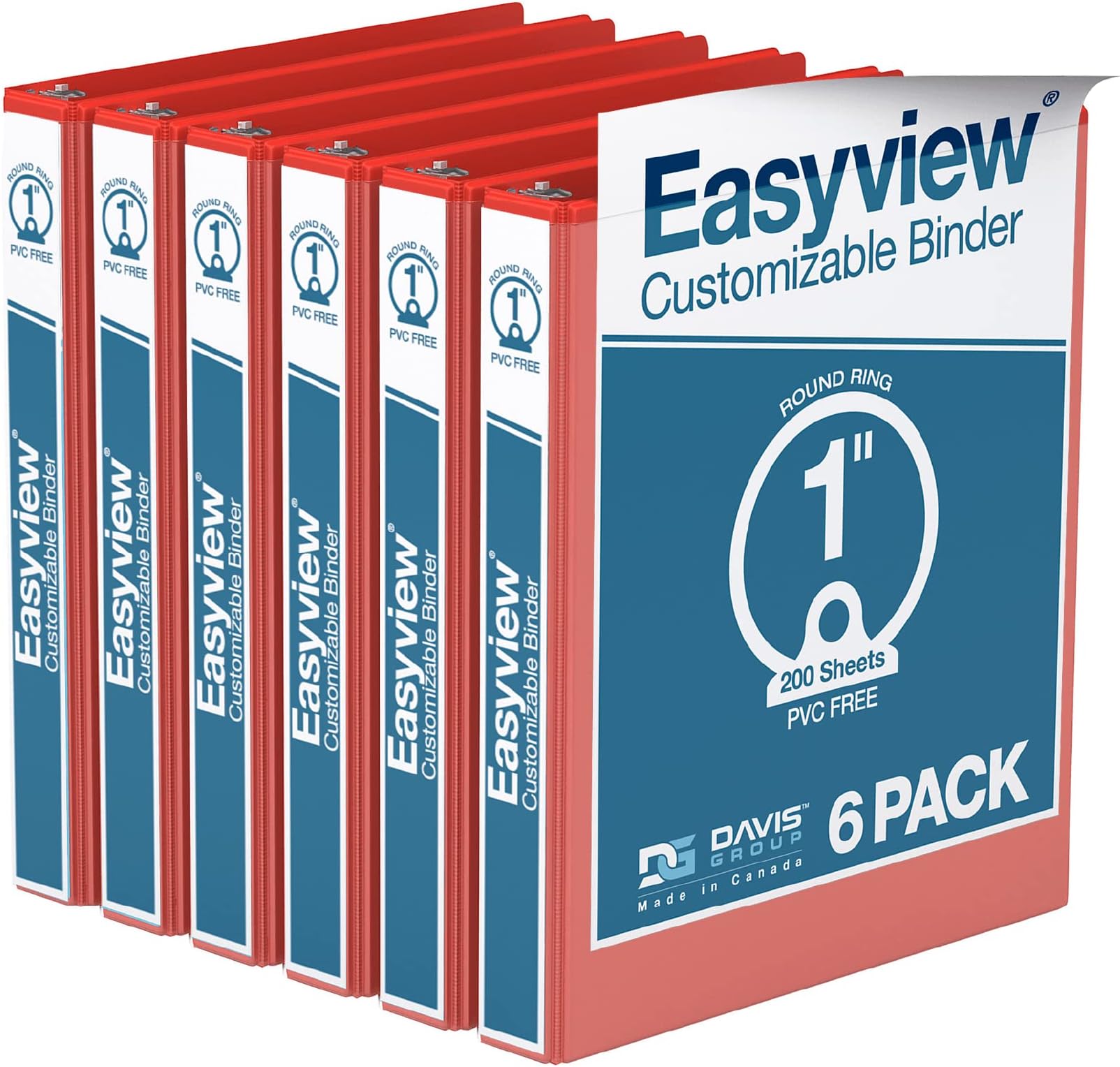 EasyView Premium 1-Inch Binders with Clear-View Covers, 3-Ring Binders ...