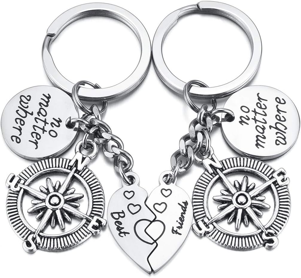 JOVIVI Best Friends Keyrings Friendship Gifts for Women Girls,Silver ...