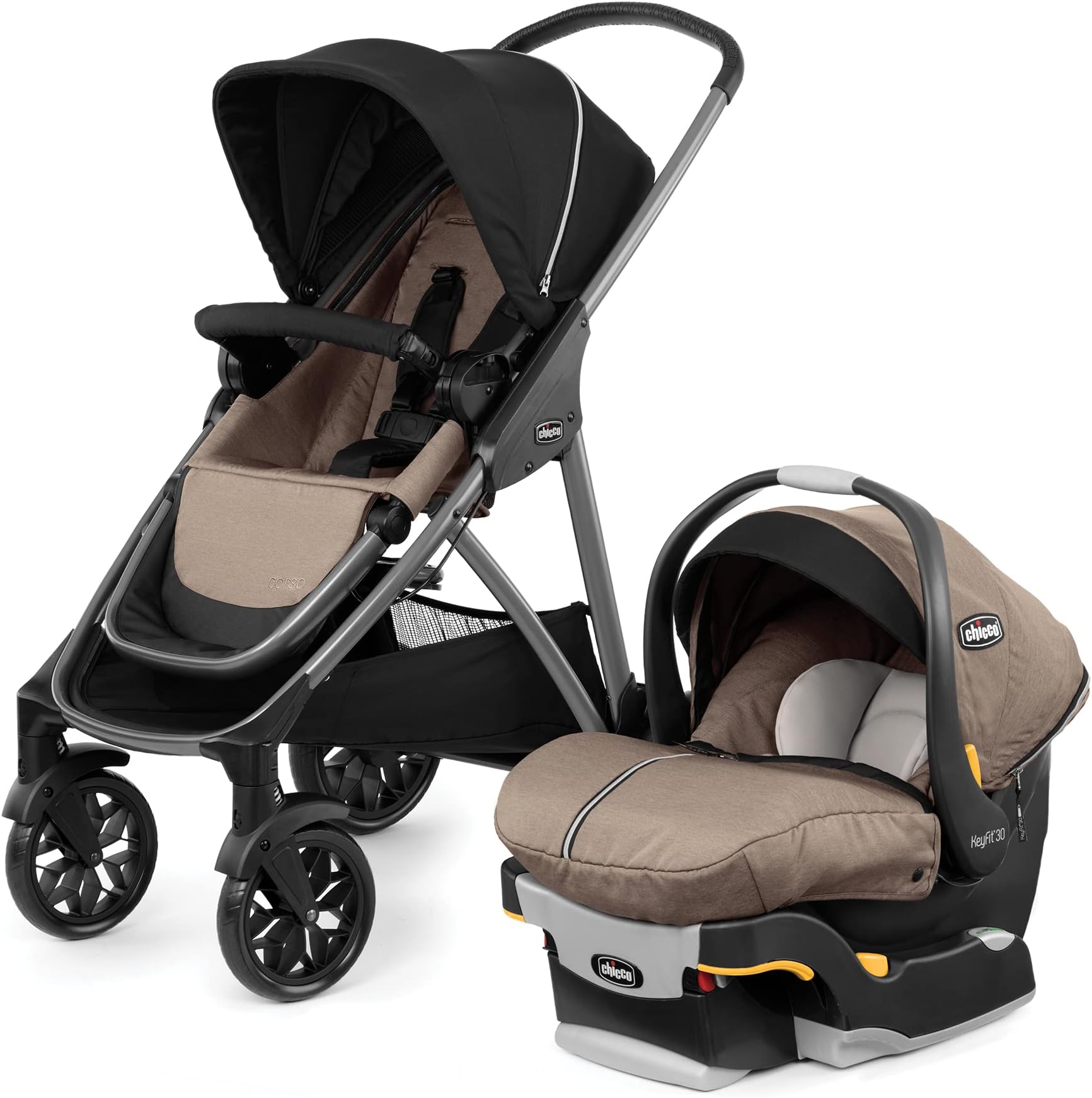 Amazon.com : Chicco Corso Modular Travel System - Hazelwood | Tan : Baby