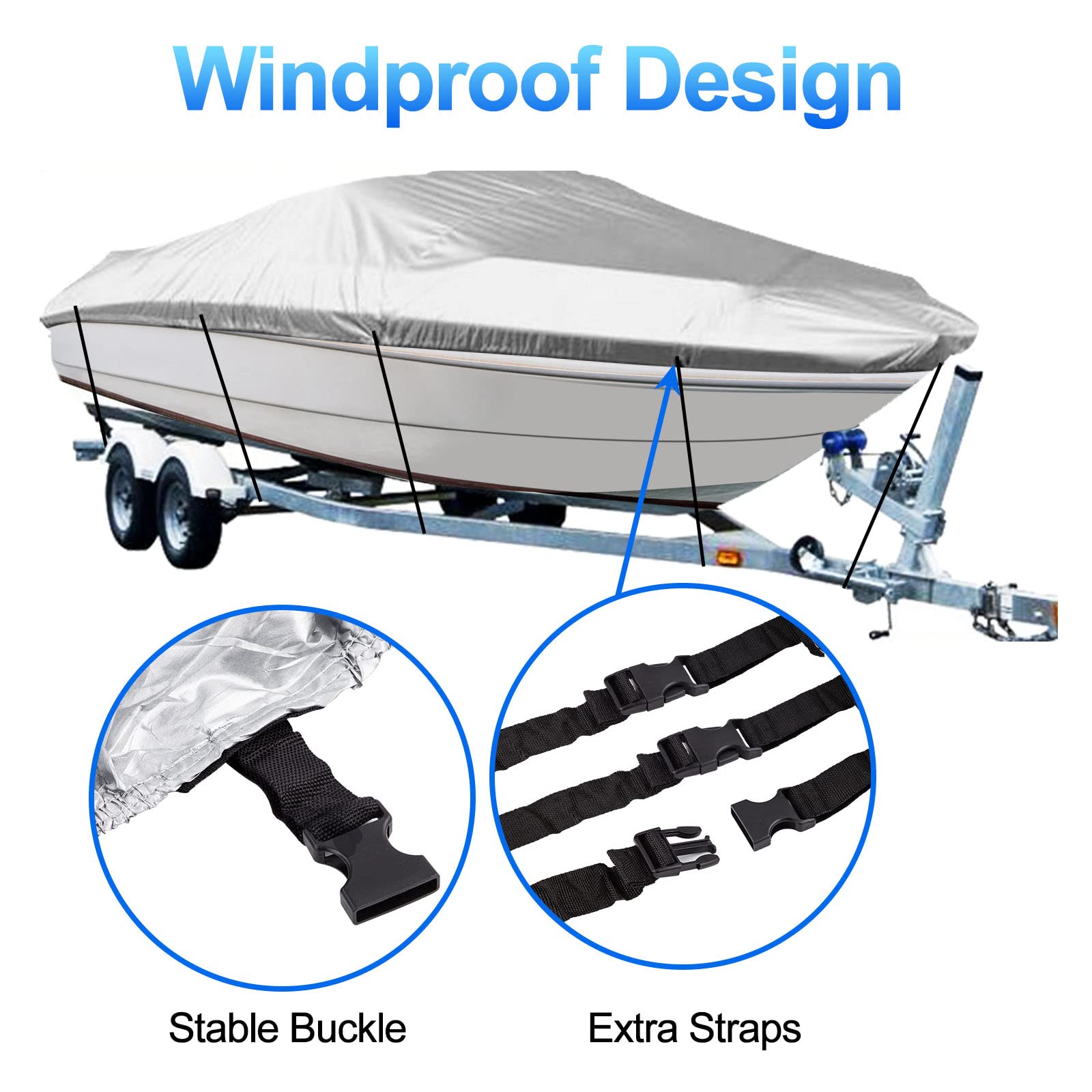 Snapklik.com : Boat Cover 14-16ft, Trailerable Boats Covers Waterproof ...