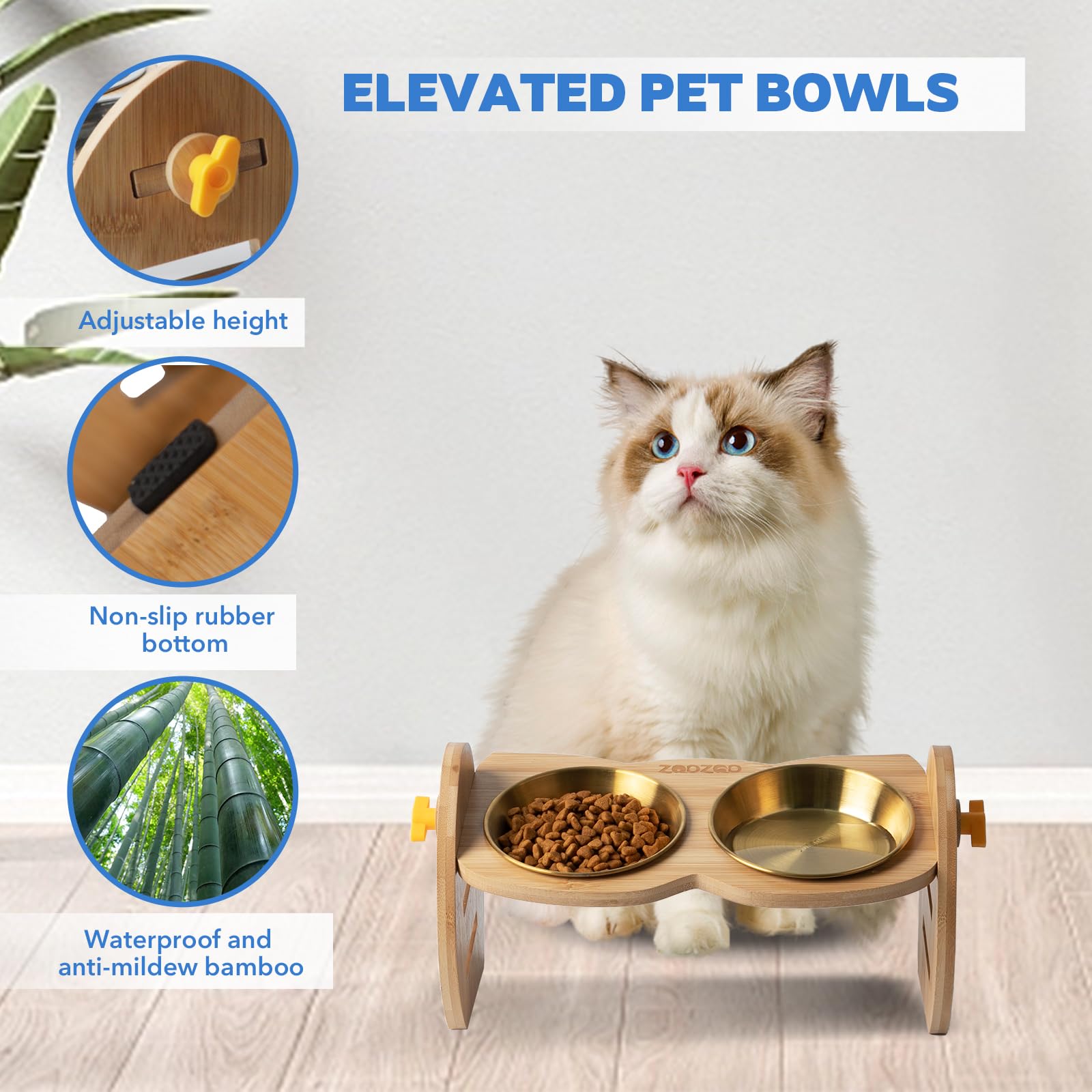 Snapklik.com : Elevated Cat Bowls, 15 Tilted Raised Cat Bowl Stand