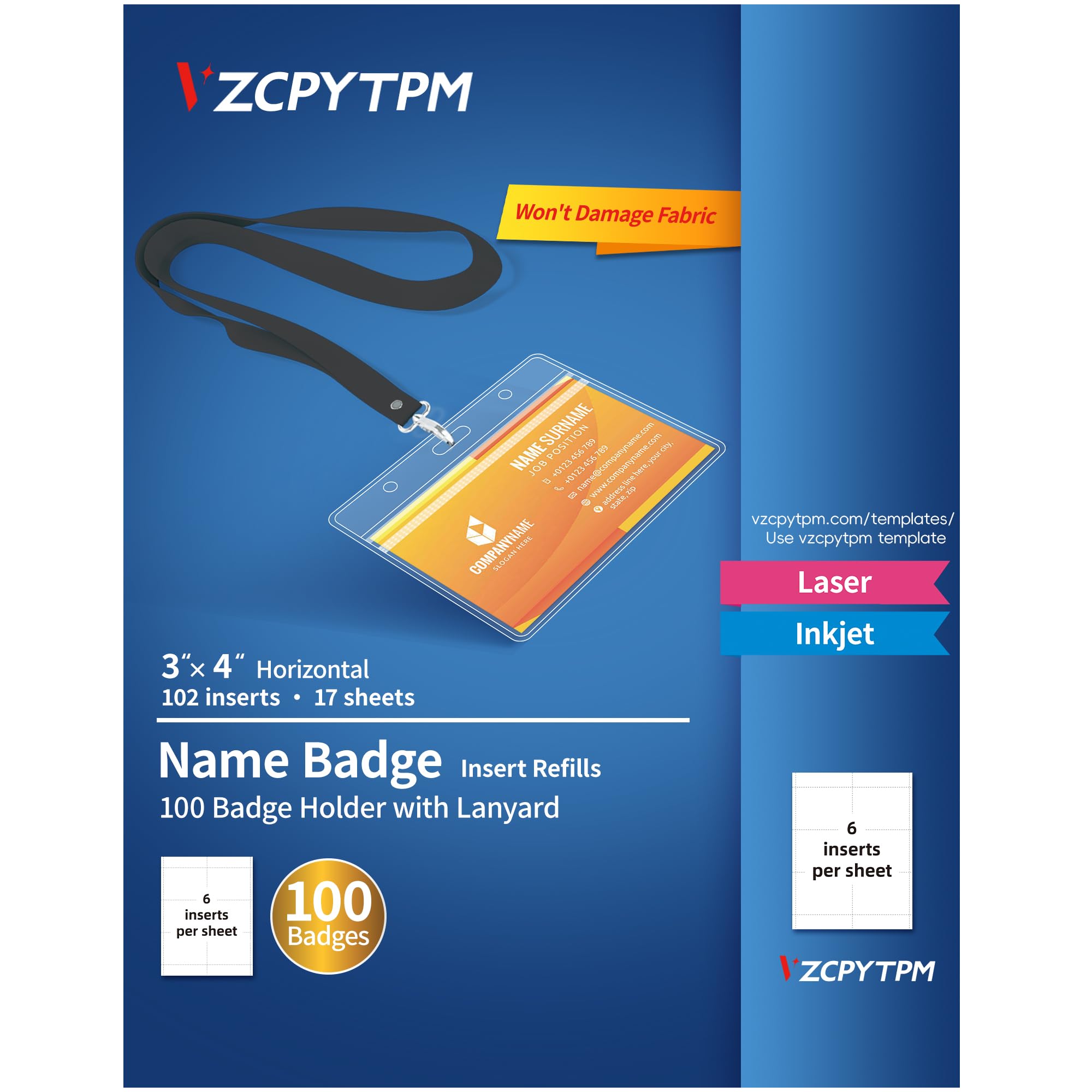 Snapklik.com : Customizable Name Badges Insert And Holder,3x4 Inch ...