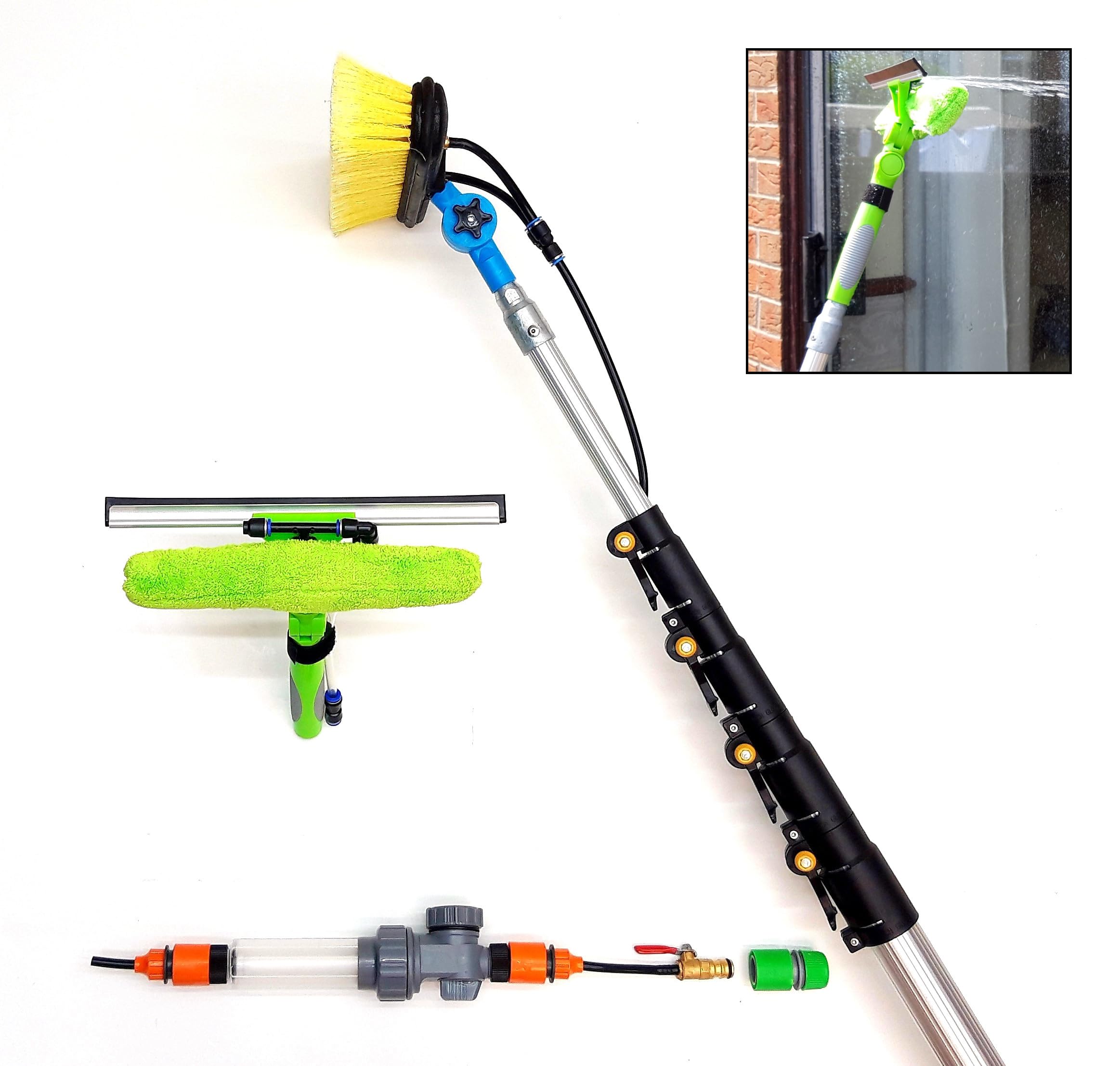 16ft-20ft-24ft Telescopic Water Fed Window Cleaning Pole, Solar Panel ...