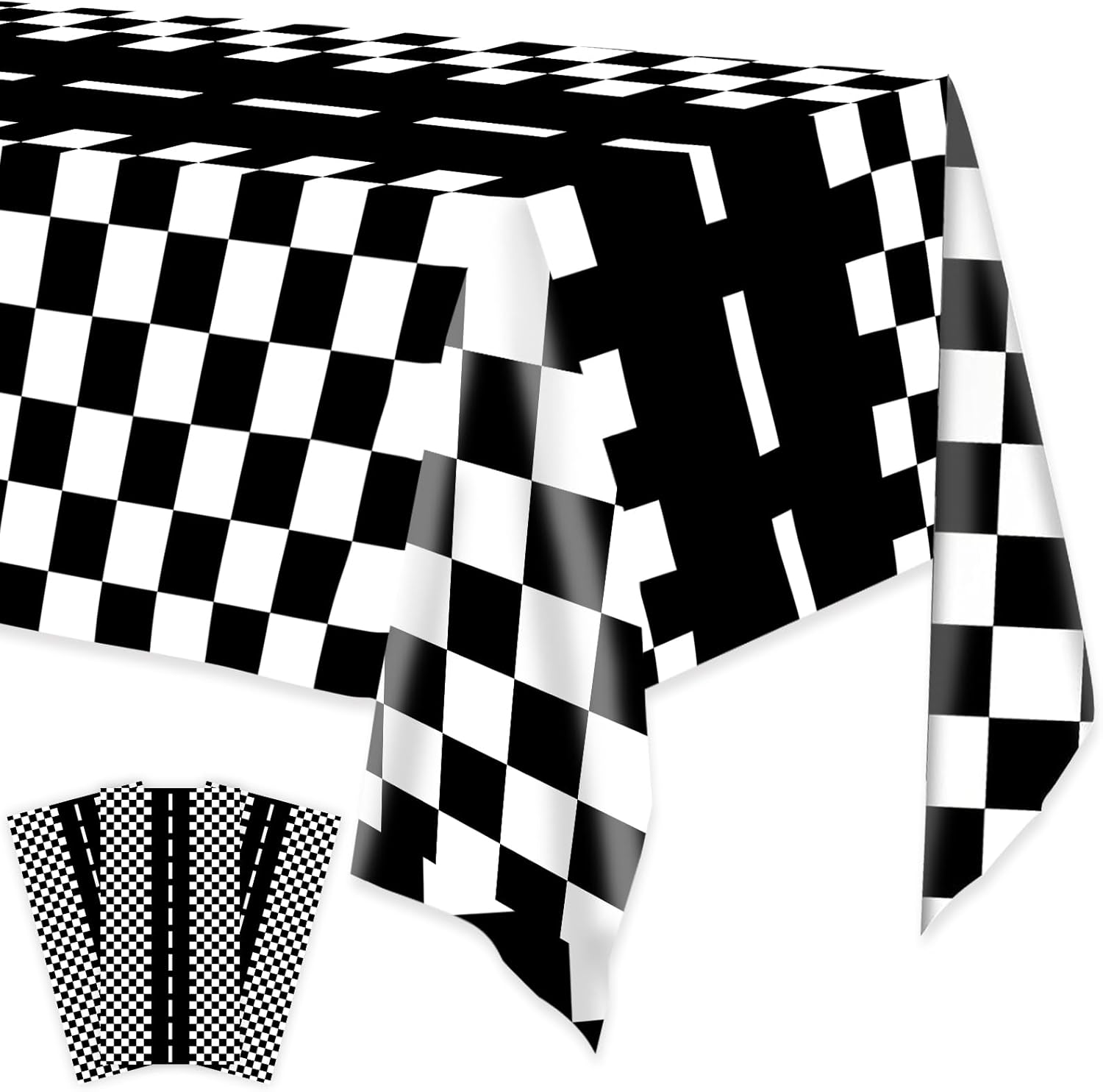 Amazon.com: Stcomart 3 Pack Race Car Checkered Flag Plastic Tablecloth ...