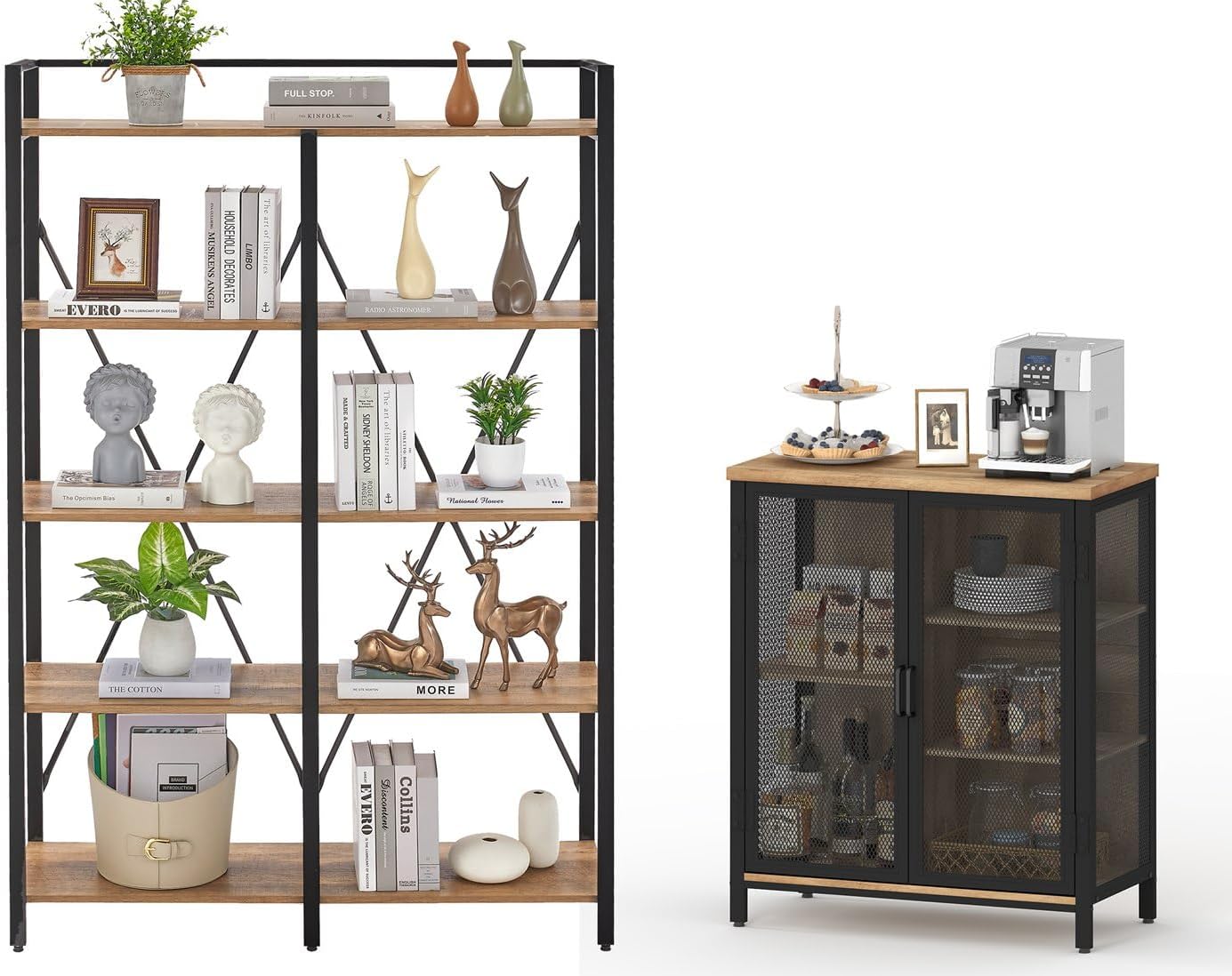 Amazon.com: BON AUGURE Small Liquor Bar Cabinet for Home, Industrial 5 ...