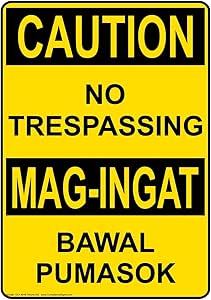 Amazon.com : OSHA CAUTION No Trespassing Bilingual Sign OCI-4919 ...