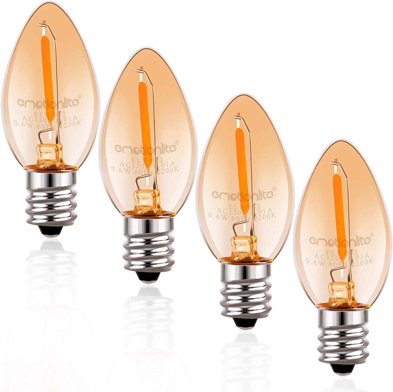 Emotionlite Night Light Bulbs, Amber LED C7 Bulb, 4W 5W 6W 7W ...