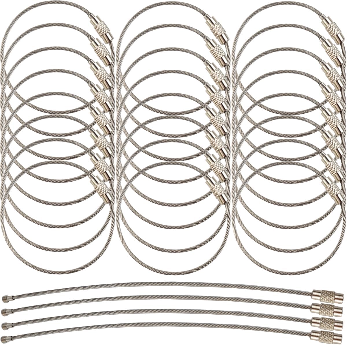 Amazon.com: ROYHOO 50PCS Stainless Steel Wire Keychains Cable, Key ...