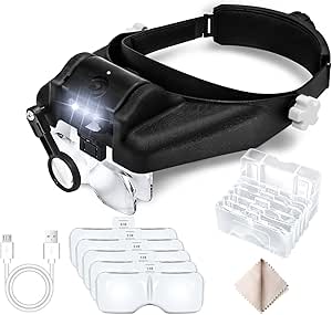 Amazon.com: Headband Magnifier with Light, Rechargeable Magnifying ...