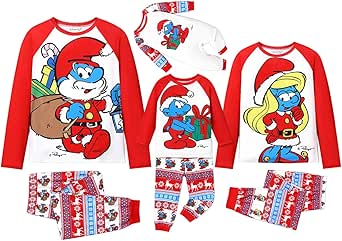 Amazon.com: PATPAT The Smurfs Family Matching Pajamas Set Graphic Long ...
