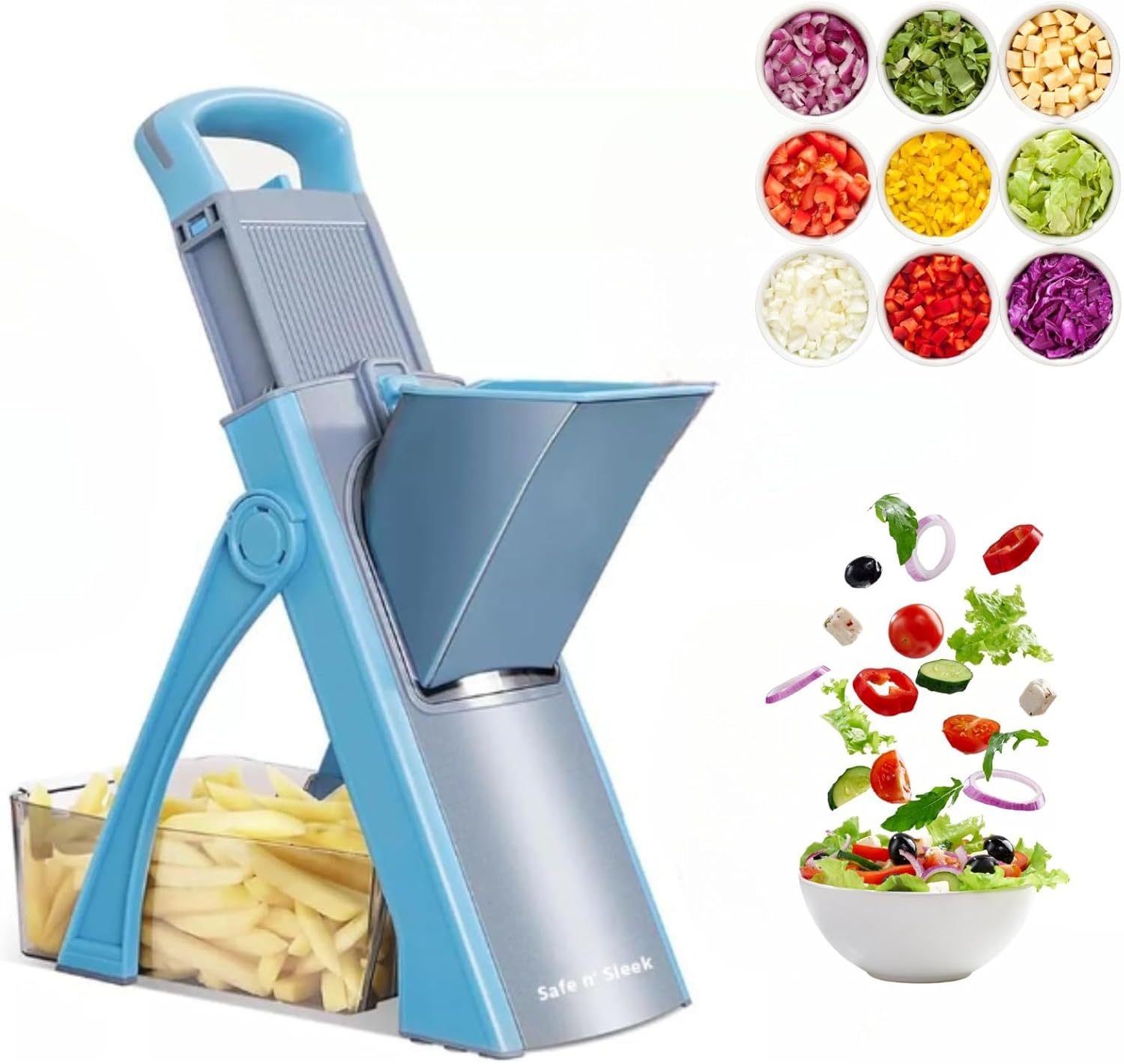 Safe n' Sleek All-in-One Mandoline Vegetable Slicer & Chopper ...