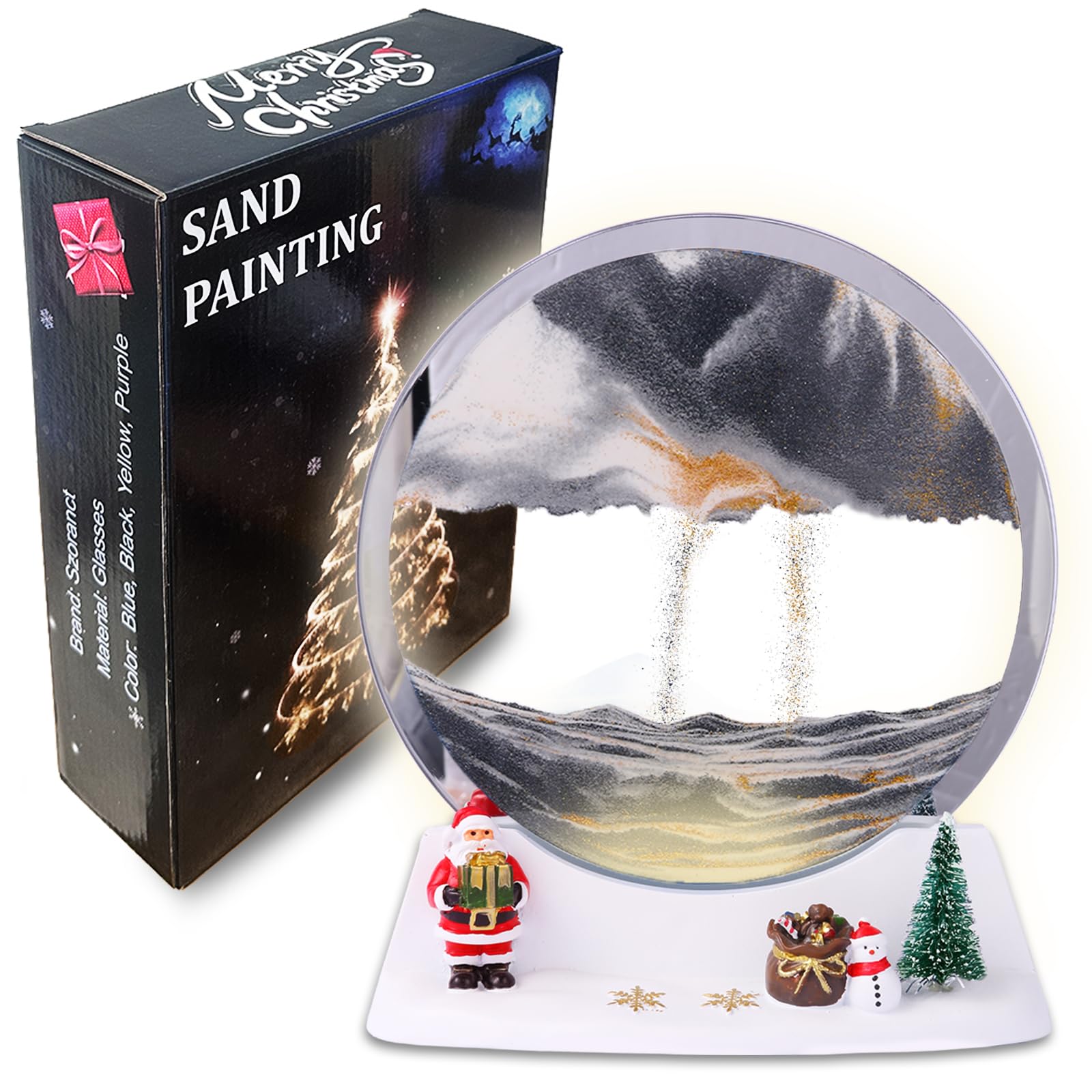 Amazon.com: Moving Sand Art Lamp Round Glass Flowing Sand Frame, Sand ...