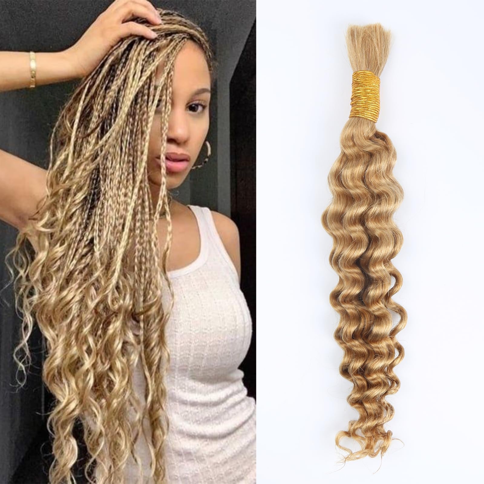Amazon.com : Toniola Human Braiding Hair Deep Wave Bulk Human Hair for ...