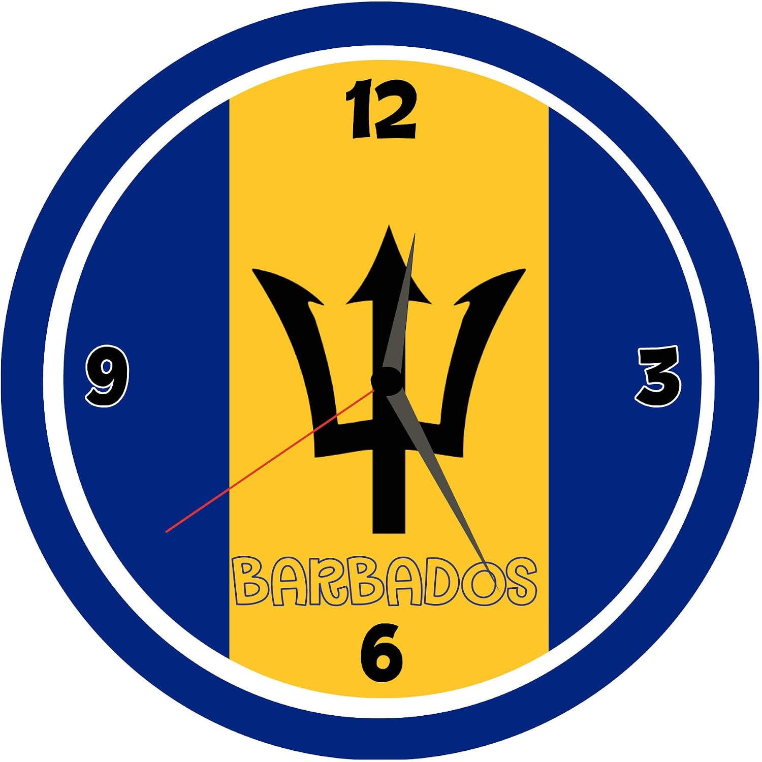 Amazon.com: Typolithografia Ghisleri Wall Clock Barbados with Flag ...