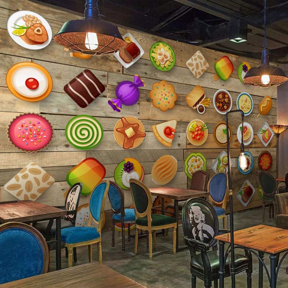 Wonderful Restaurant Wallpaper Retro Food Background Mural Wallpaper