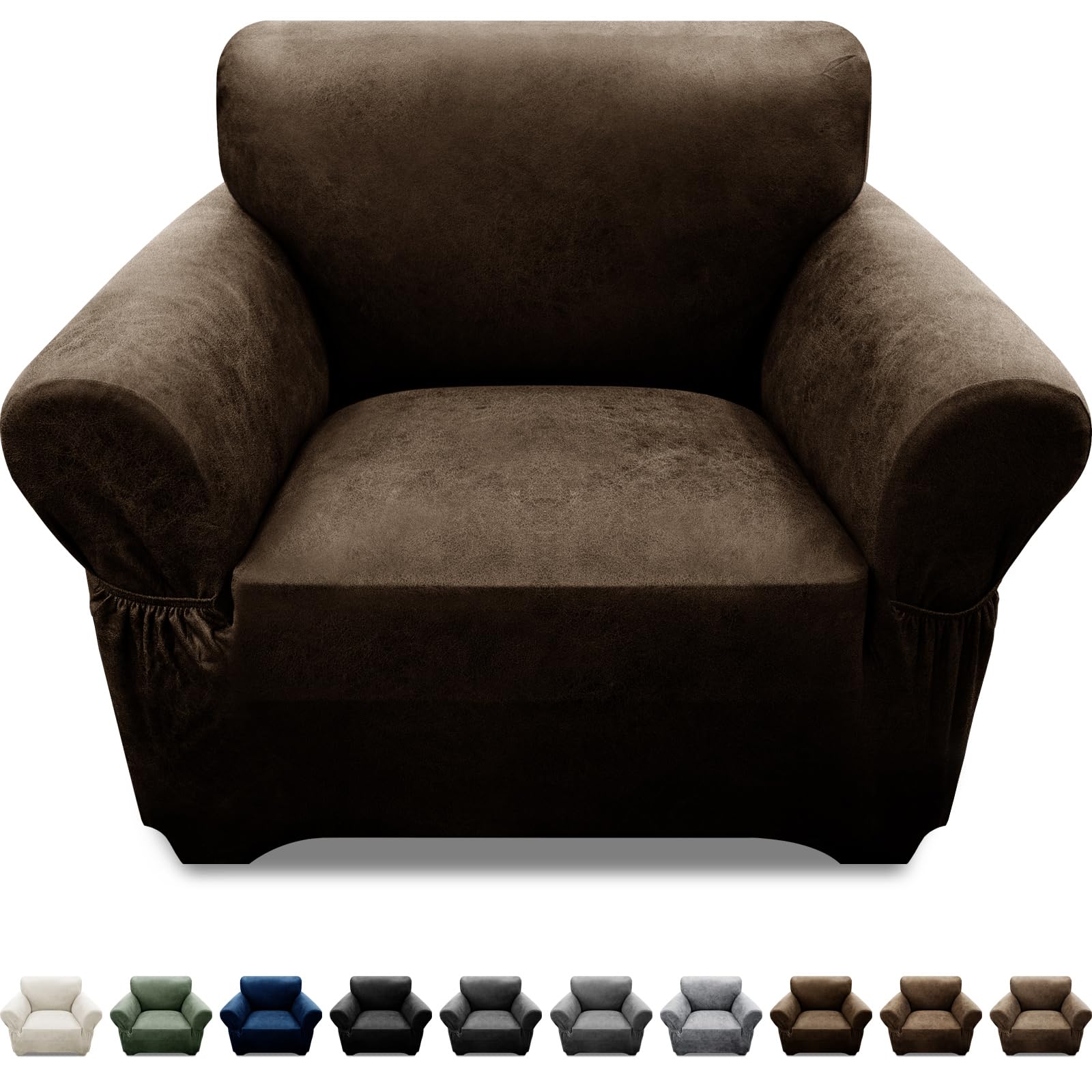 Amazon.com: Pfrstuv Single Sofa Cover Leather Look Chair Covers for ...