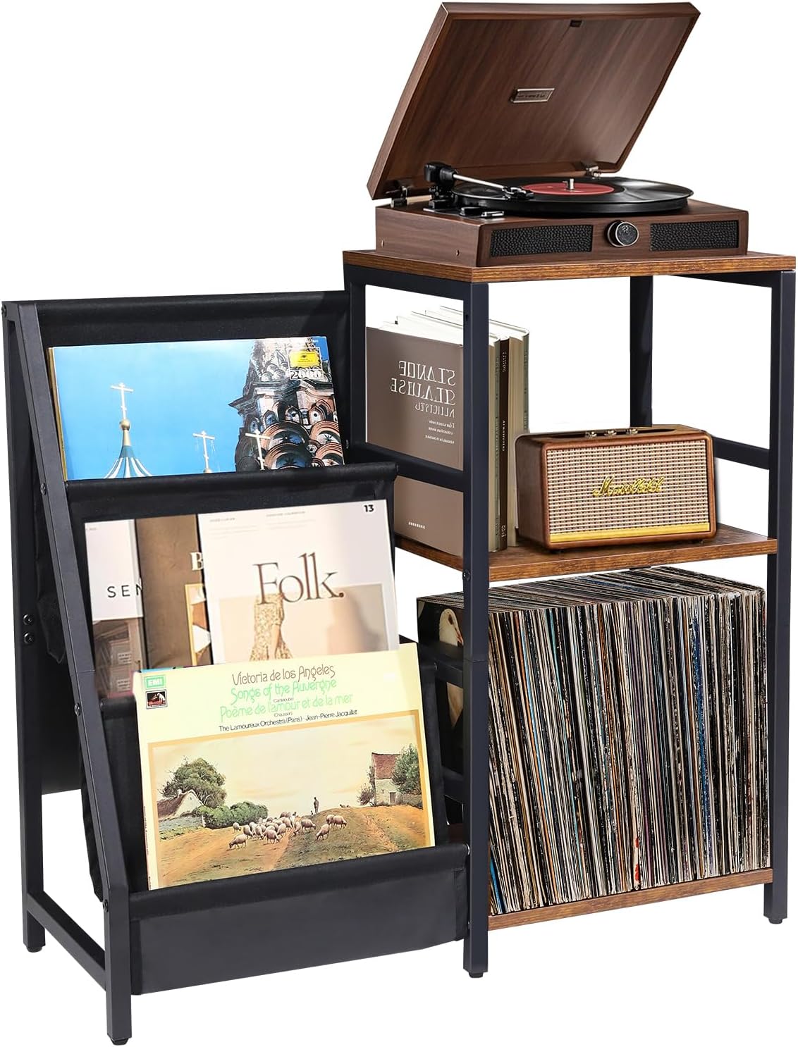 Amazon.com: ThreeHio Record Player Stand, Turntable Stand with Vinyl ...