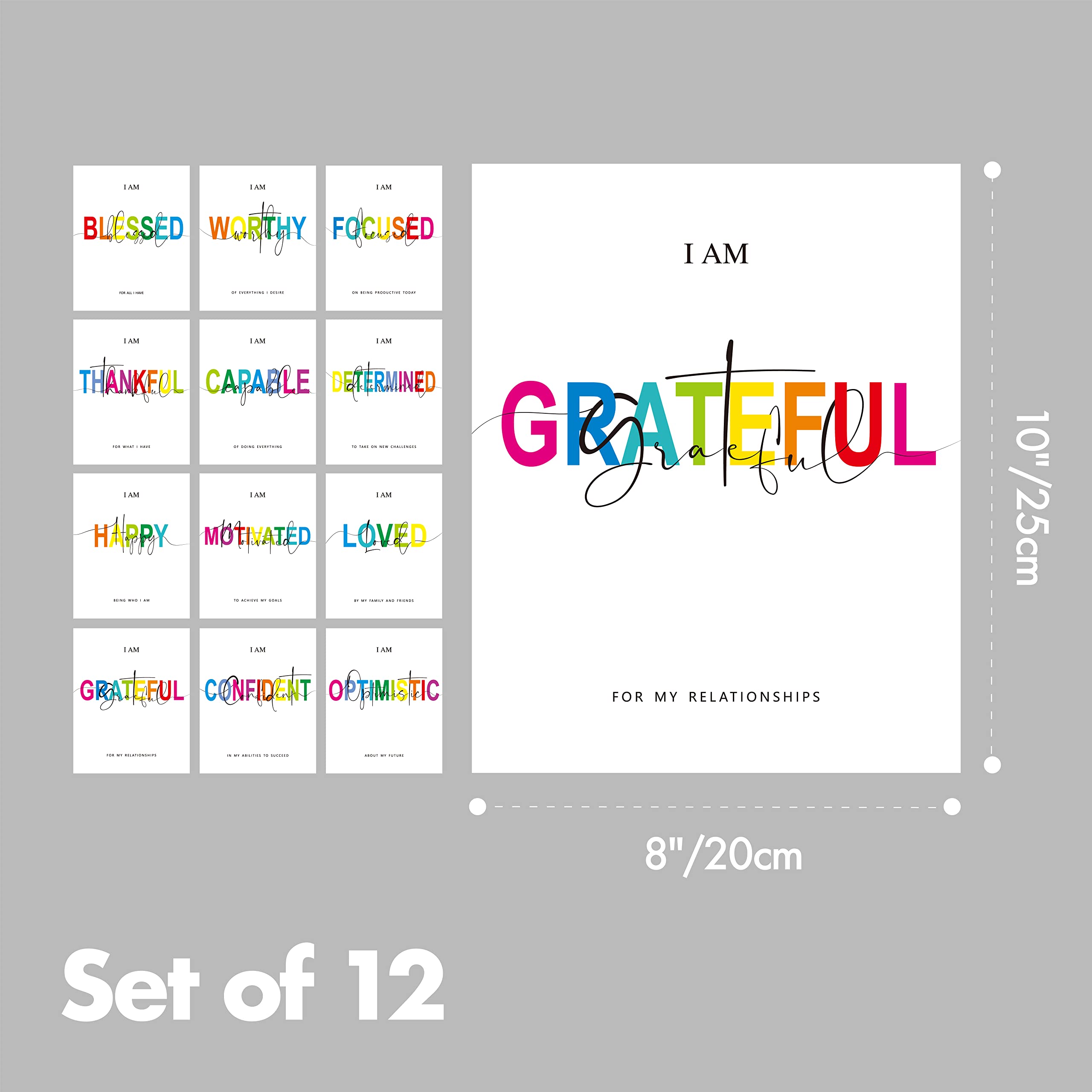 12 PCS Inspirational Wall Art, Minimalist Motivational Quotes Mindset ...