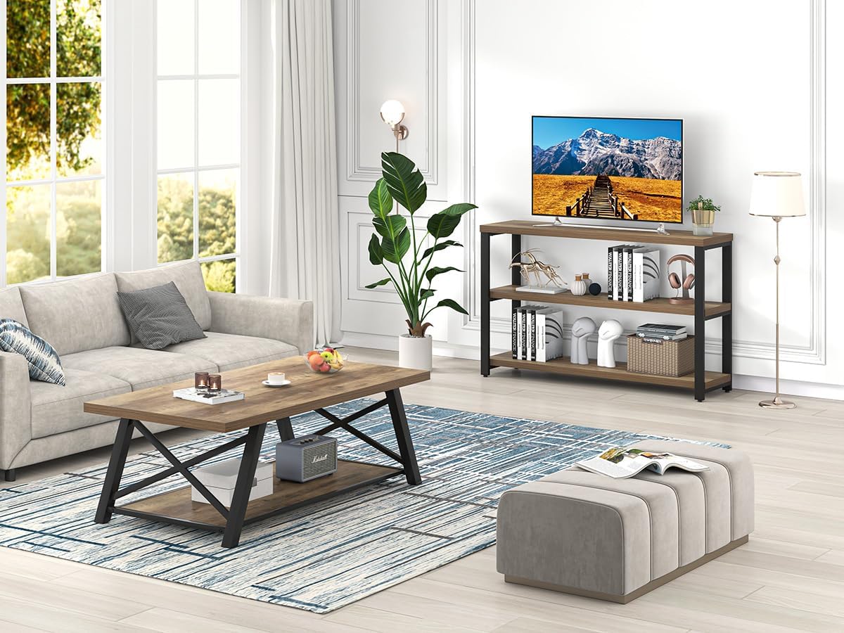 Amazon.com: EXCEFUR Modern Coffee Table with Storage Shelf and Entryway ...
