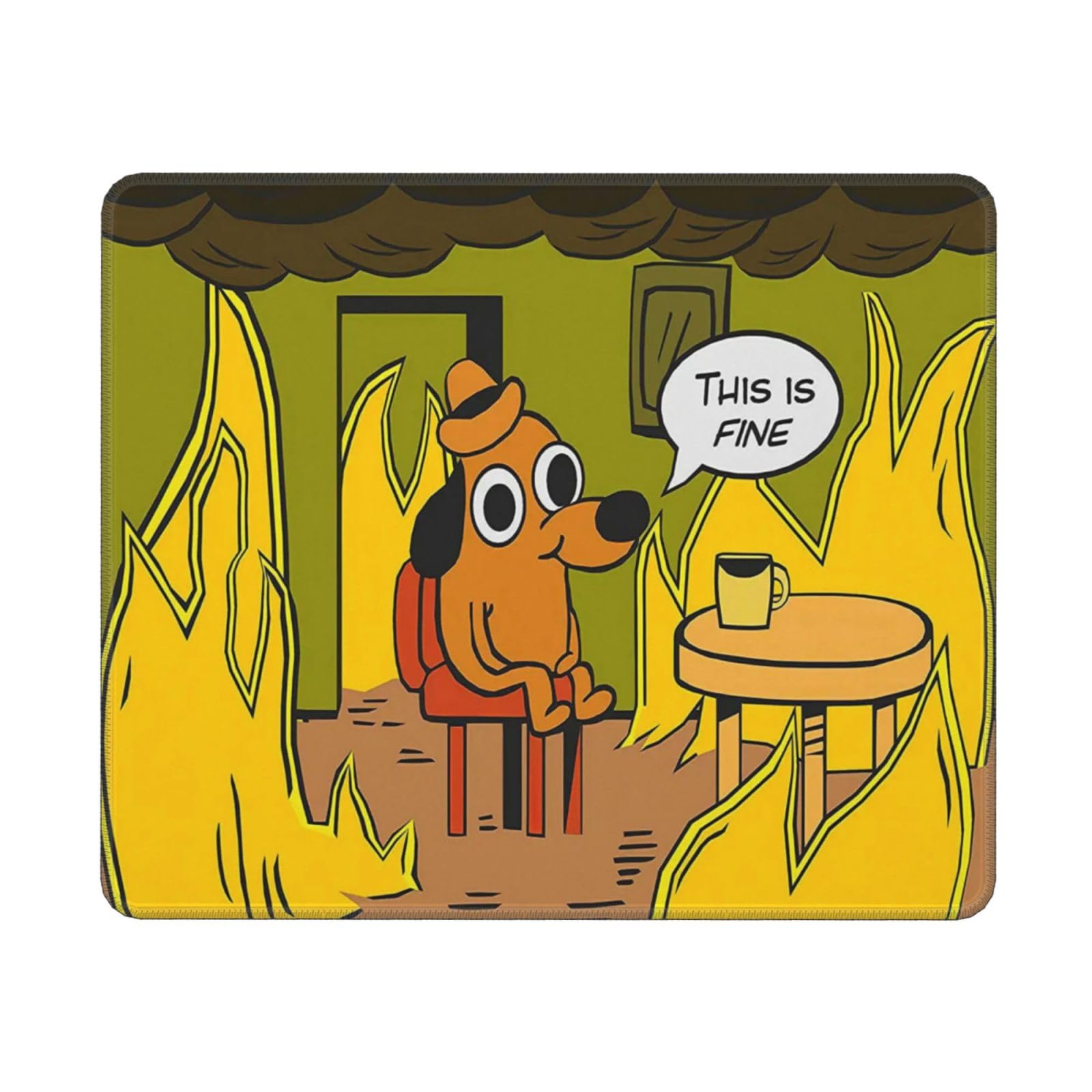 Amazon.com: This is fine Dog Fire Mouse Pad Funny Meme Cute Mousepad ...