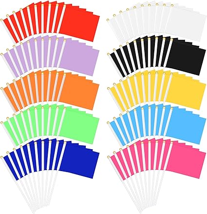 Amazon.com : Colarr 100 Pcs Small Hand Held Flags Solid Color Marking ...