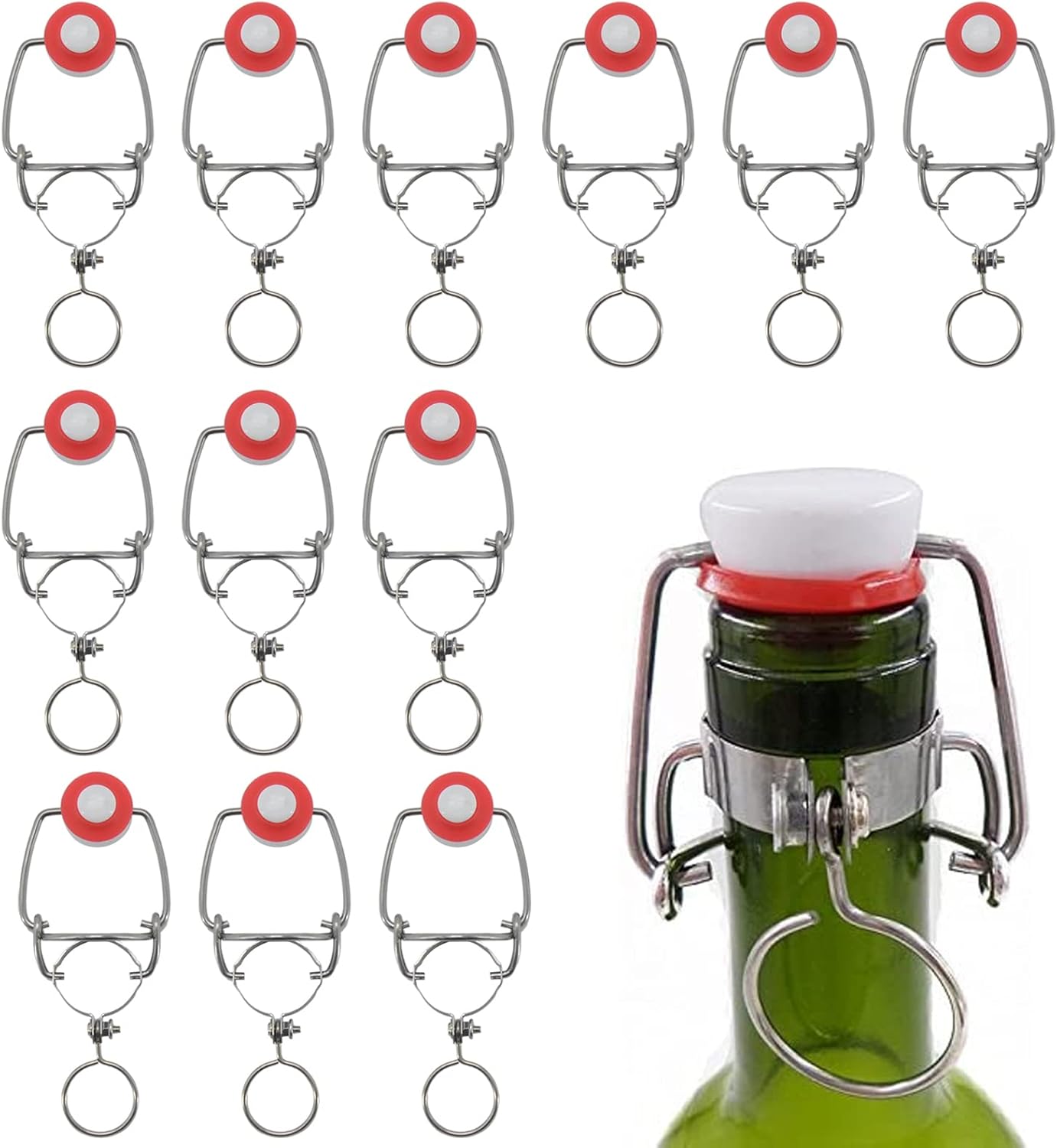 Amazon.com: Emousport Glass Bottles with Caps, 12-Piece Swing Top Glass ...