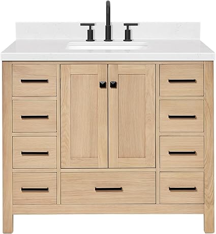 Amazon.com: ARIEL Cambridge 42 Inch Oak Bathroom Vanity with Sink ...