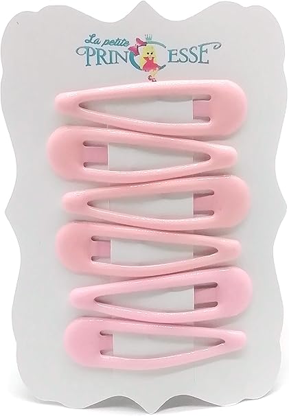 6 PCS Light Pink Colour pink hair clips School Girls Hair Clips Snap ...