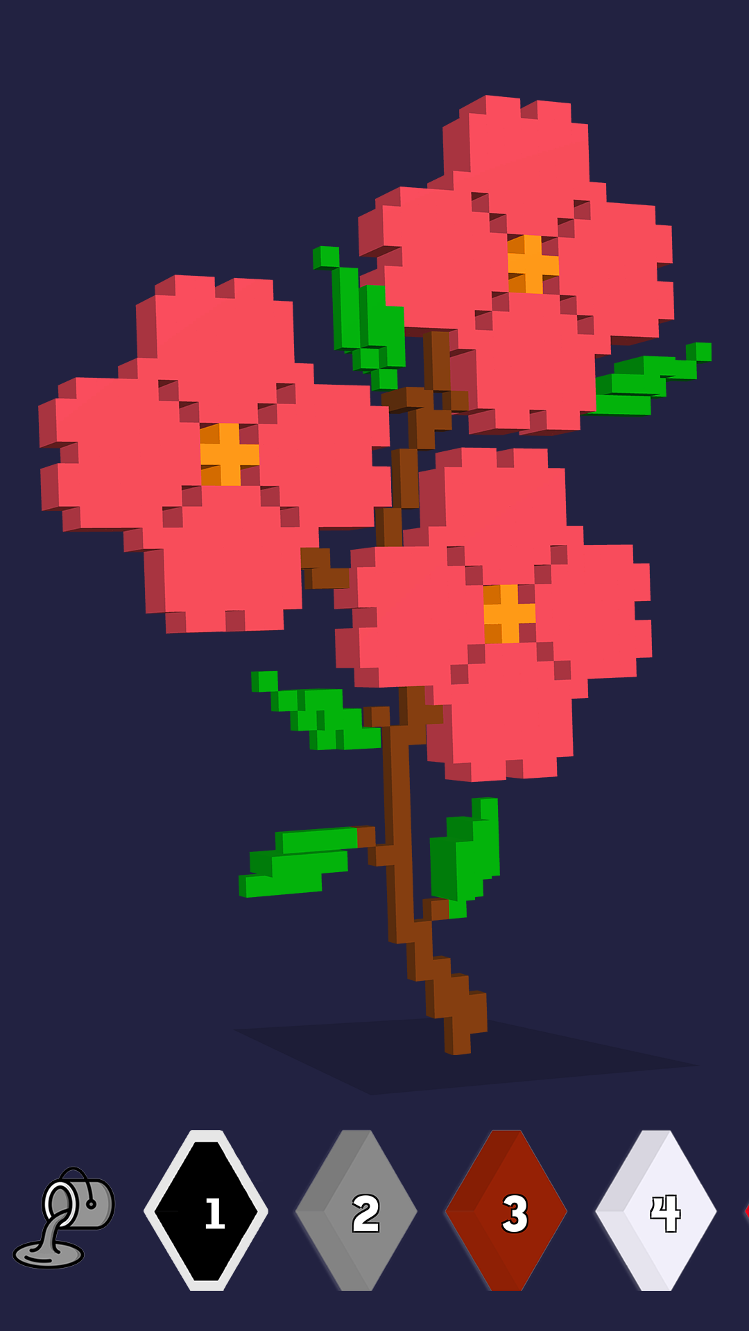 Flower Voxel - 3D Color by Number, Pixel Art 3D Coloring Book - App on ...