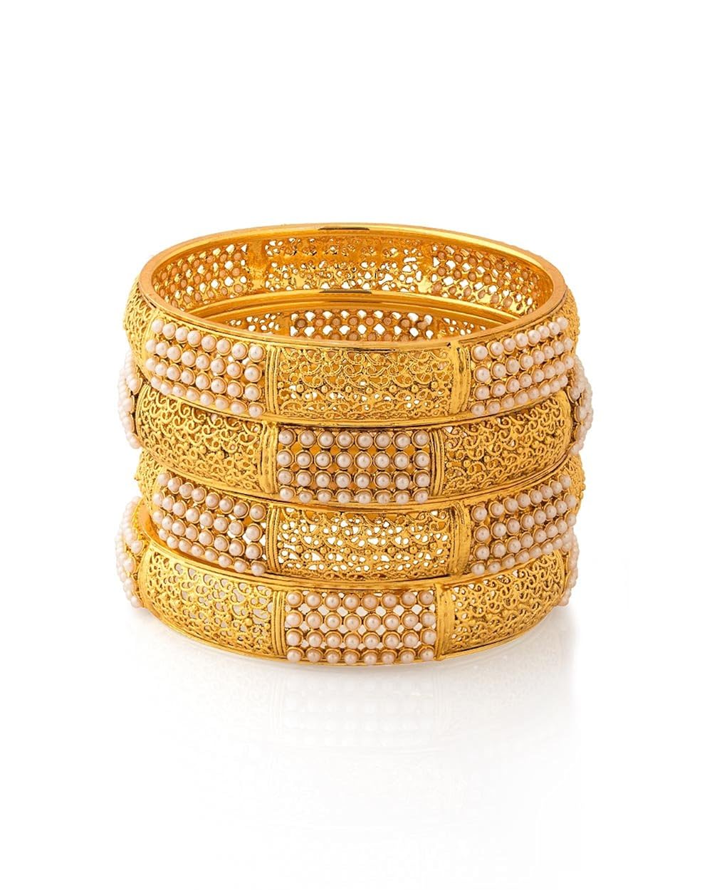Buy Voylla Endearing Set of 4 Bangles Embellished with Pearls Online at ...