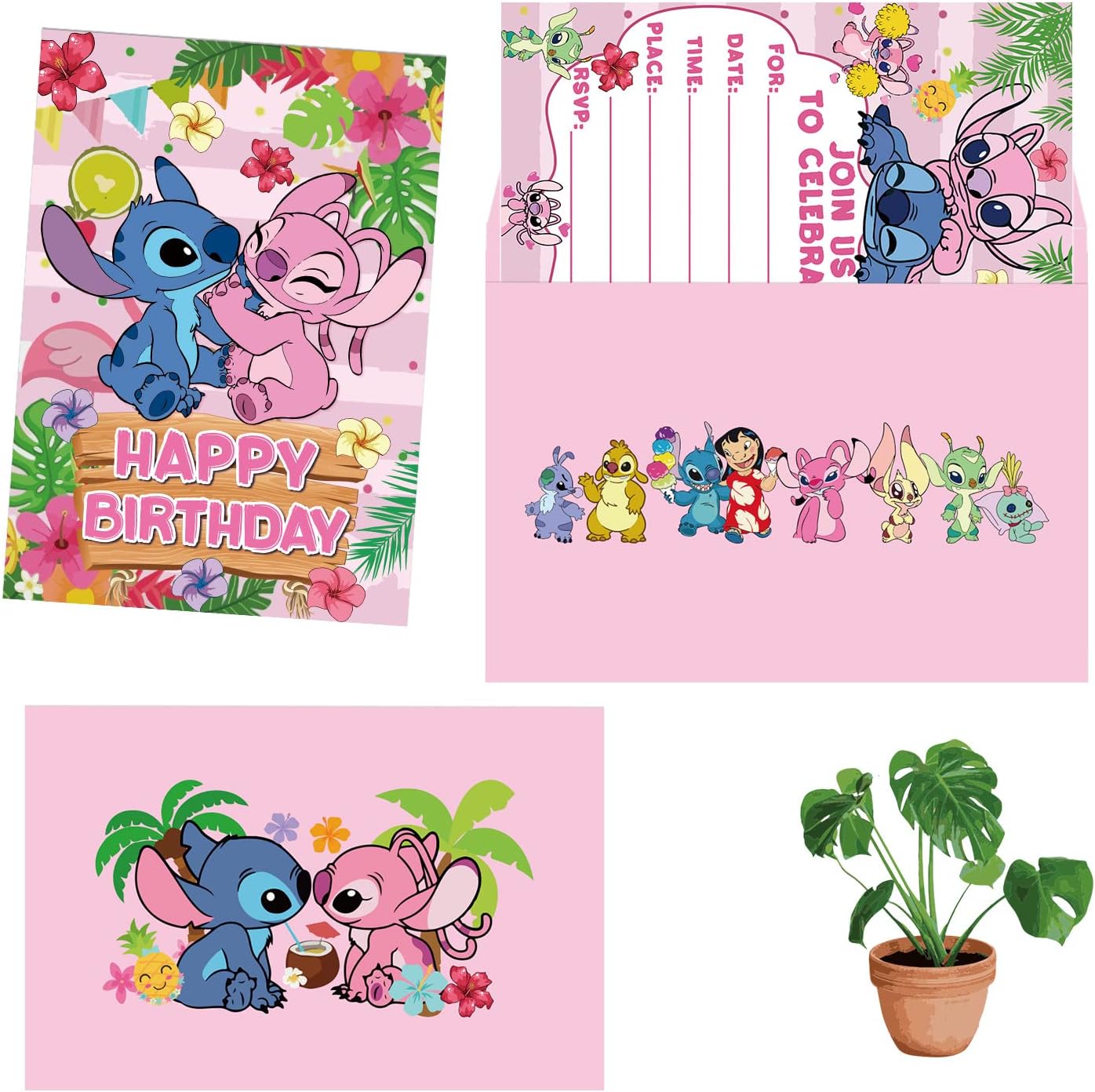 Amazon.com: merior Pack of 12 Stitch Invitation Cards Postcard Birthday ...
