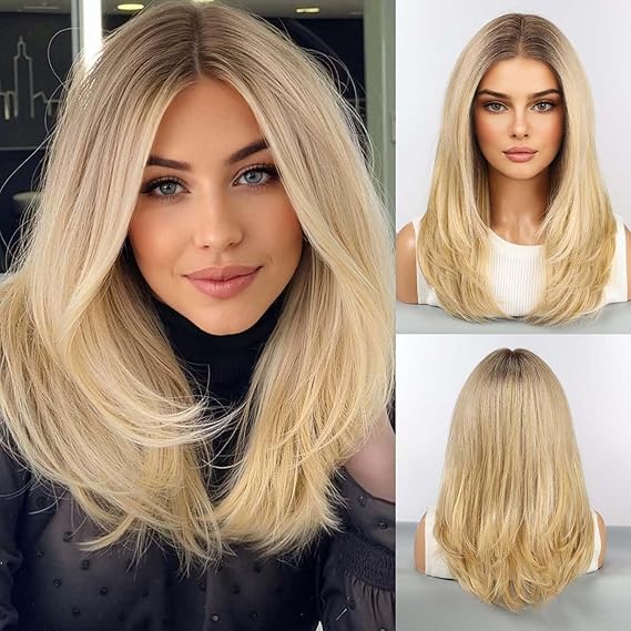 Amazon.com : HAIRCUBE Human Hair Wig Lace Front Wig Ombre Blonde ...