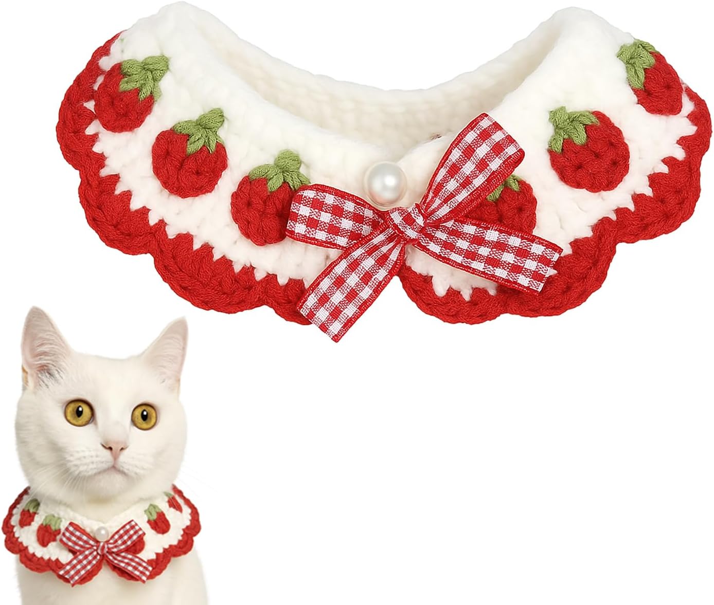 Collares de algodón para Gato, Fresas Rosadas y Blanco en Forma de ...