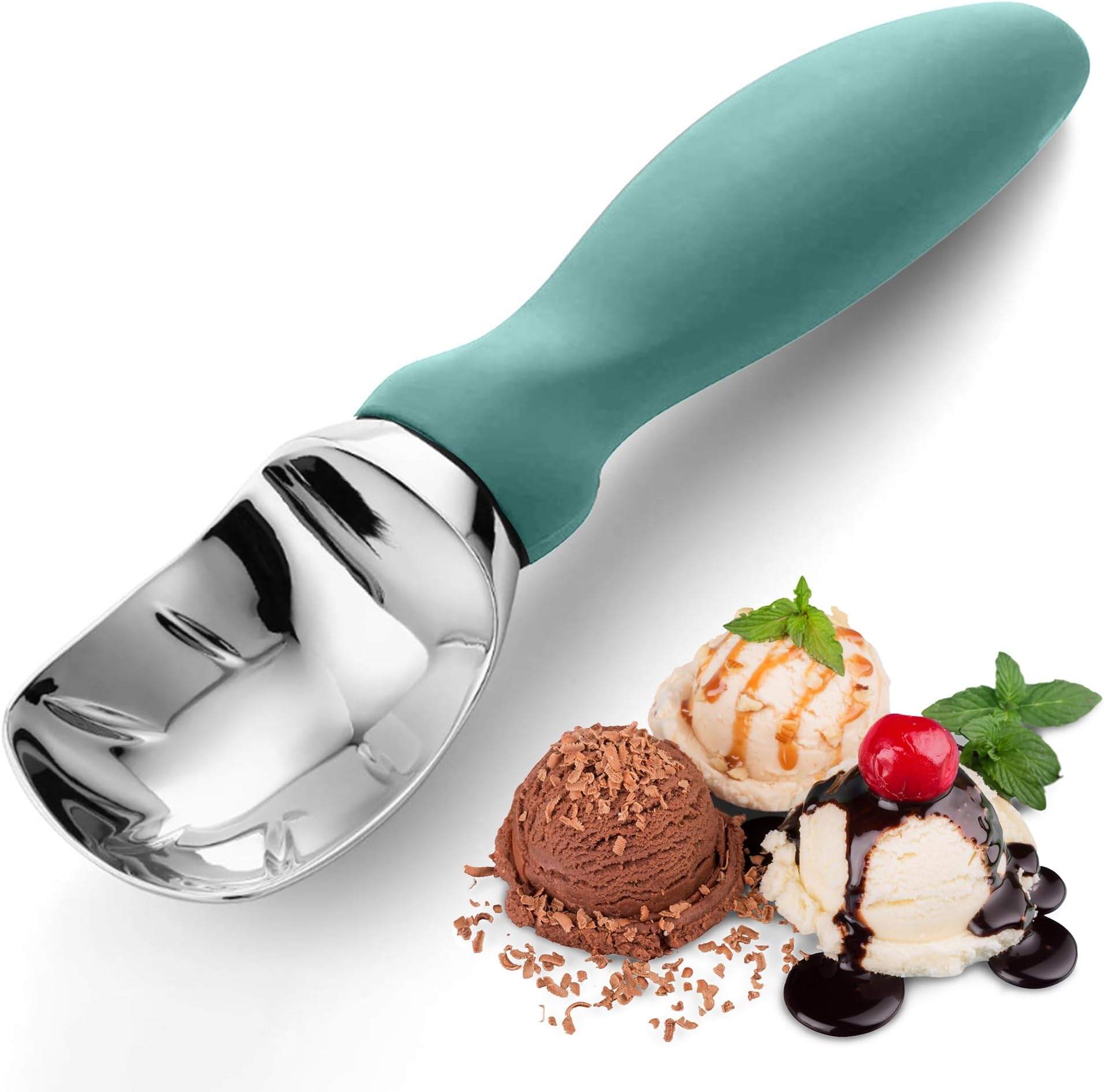 Bixel Heavy Duty Ice Cream Scoop with Ergonomic Grip, Professional Ice ...